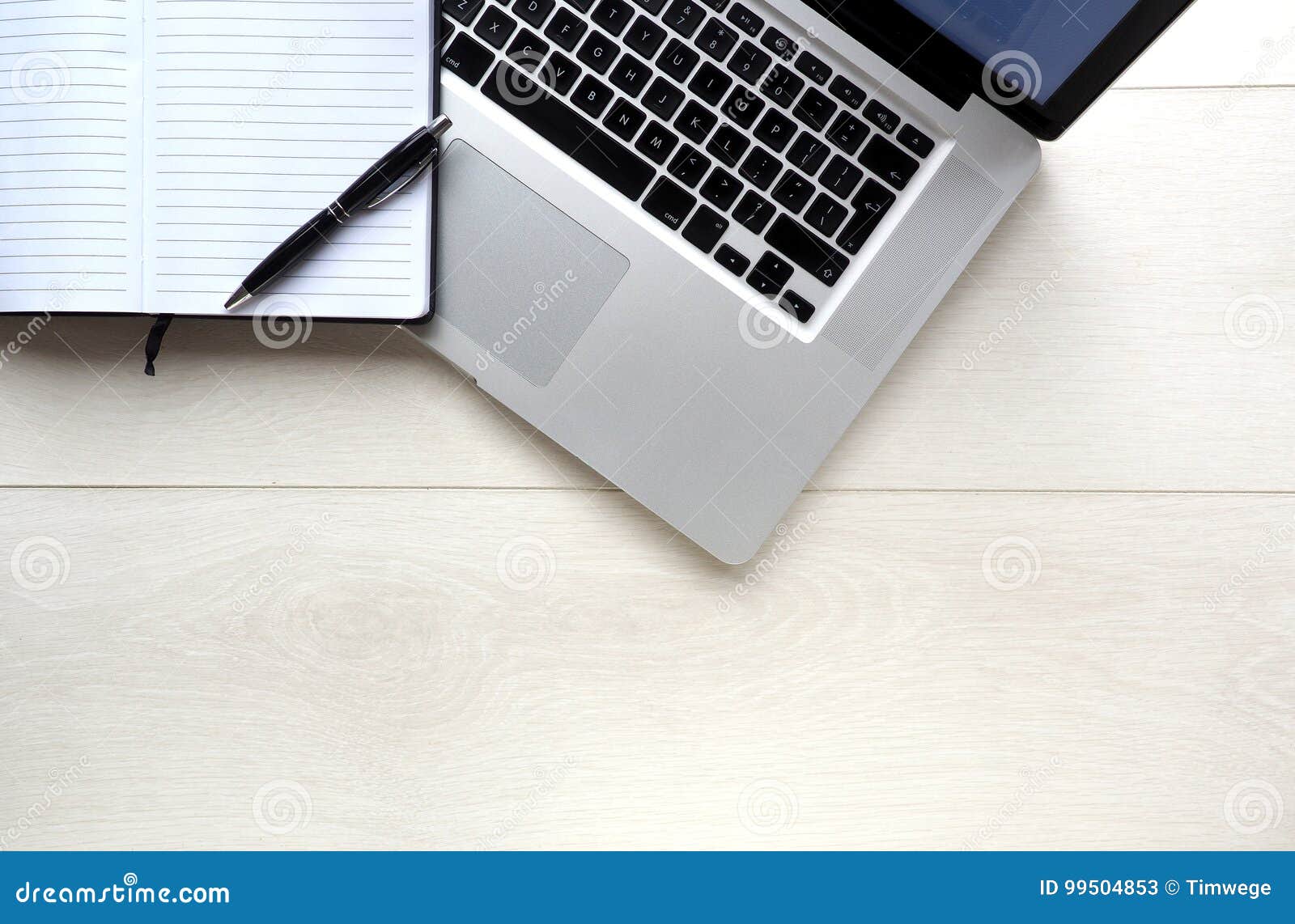 Notepad and Laptop Computer Overhead View Stock Image - Image of ...