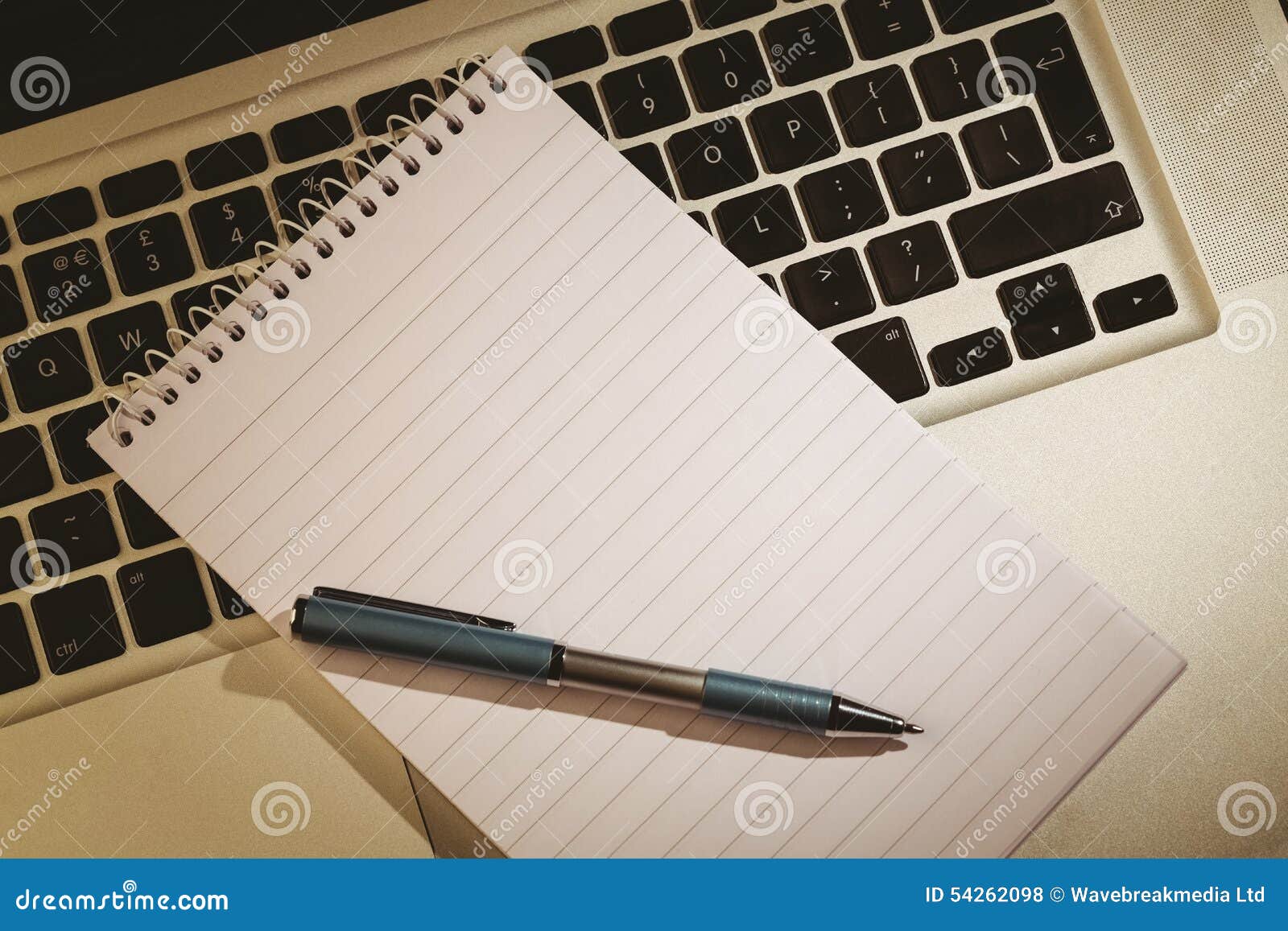 Notepad on laptop stock photo. Image of technology, notepad - 54262098