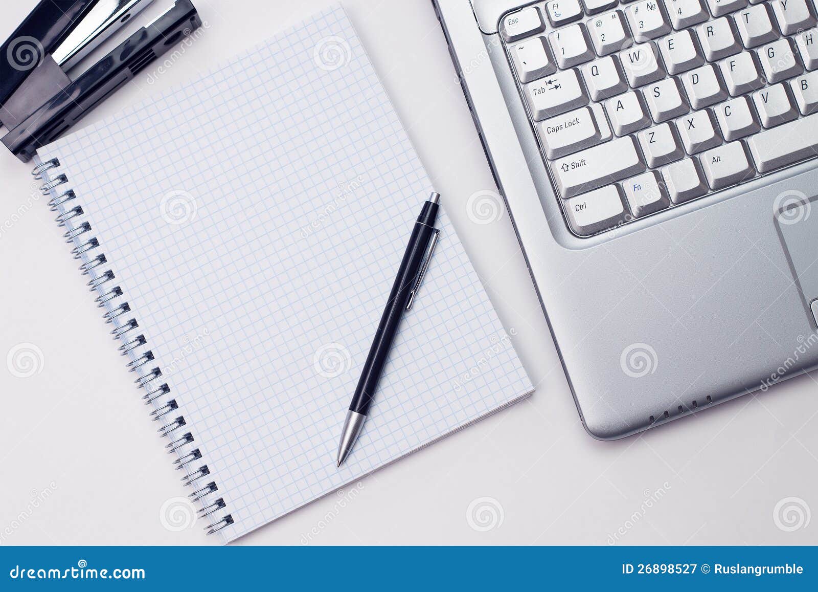 Notepad and Laptop in the Office Stock Image - Image of desk, lines ...