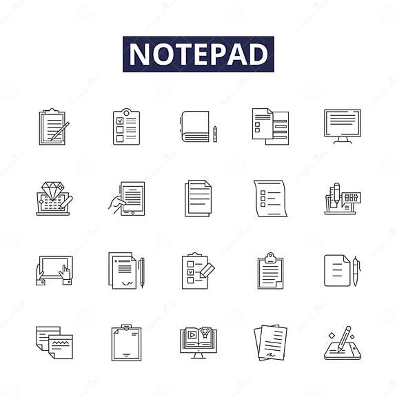 Notepad Line Vector Icons and Signs. Text, Document, Type, Compose ...