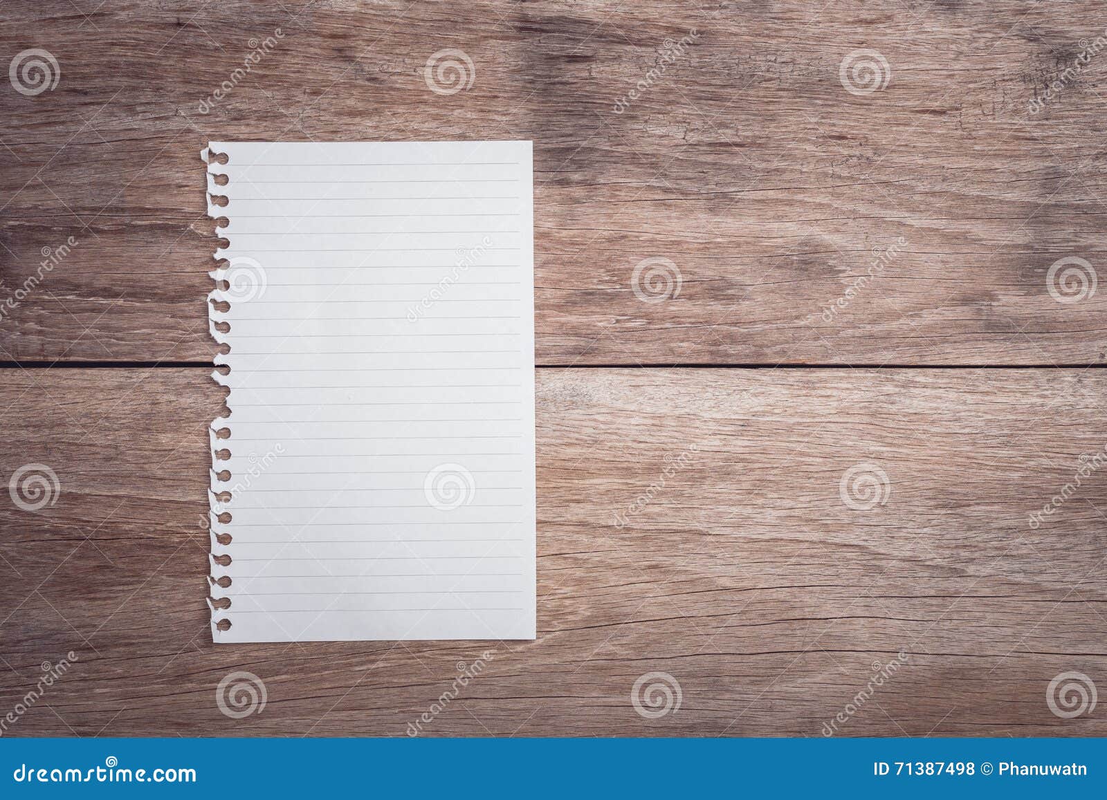 Notepad / Lined Paper on Wooden Table Top View Stock Photo - Image of ...