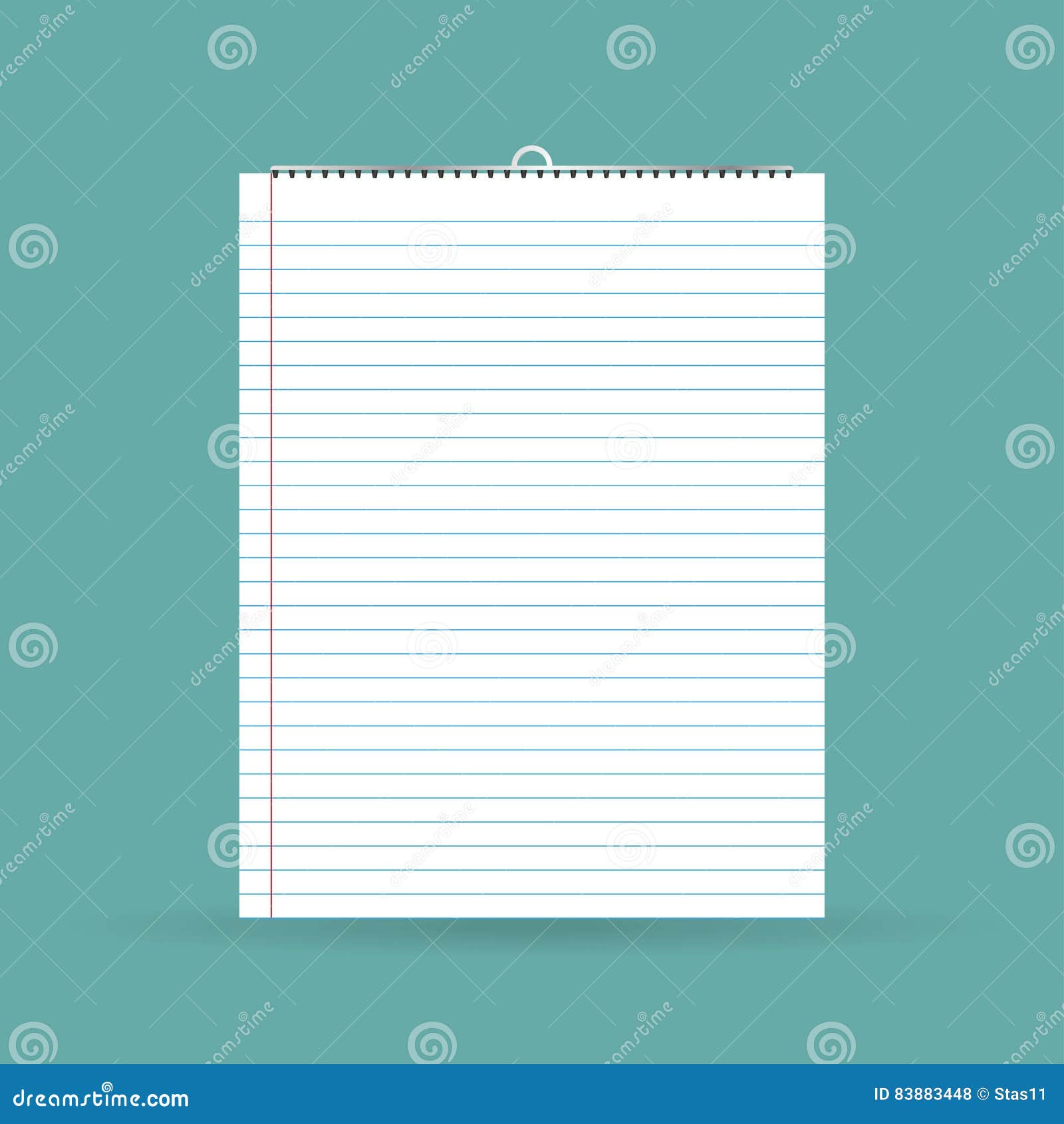 Notepad with Lines and Shadow. Vector Illustration Stock Vector ...