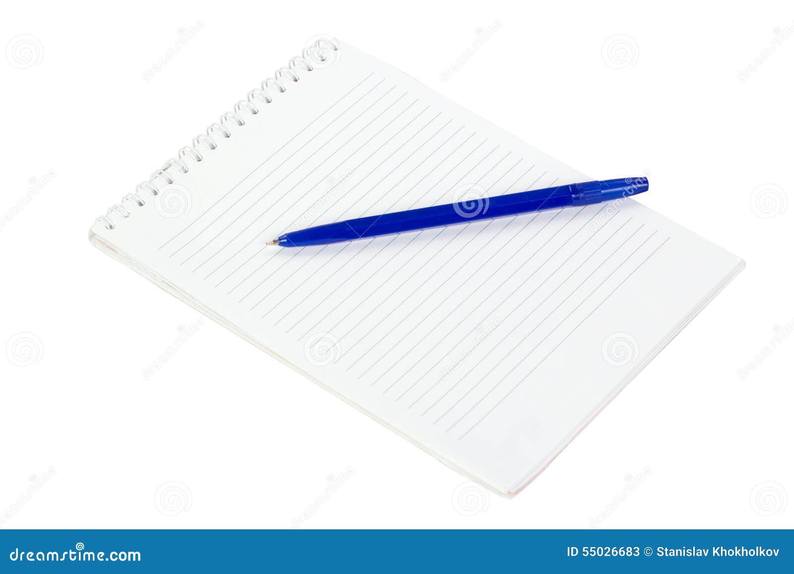 The Notepad and Lying on a Blue Pen Isolated on White Stock Image ...