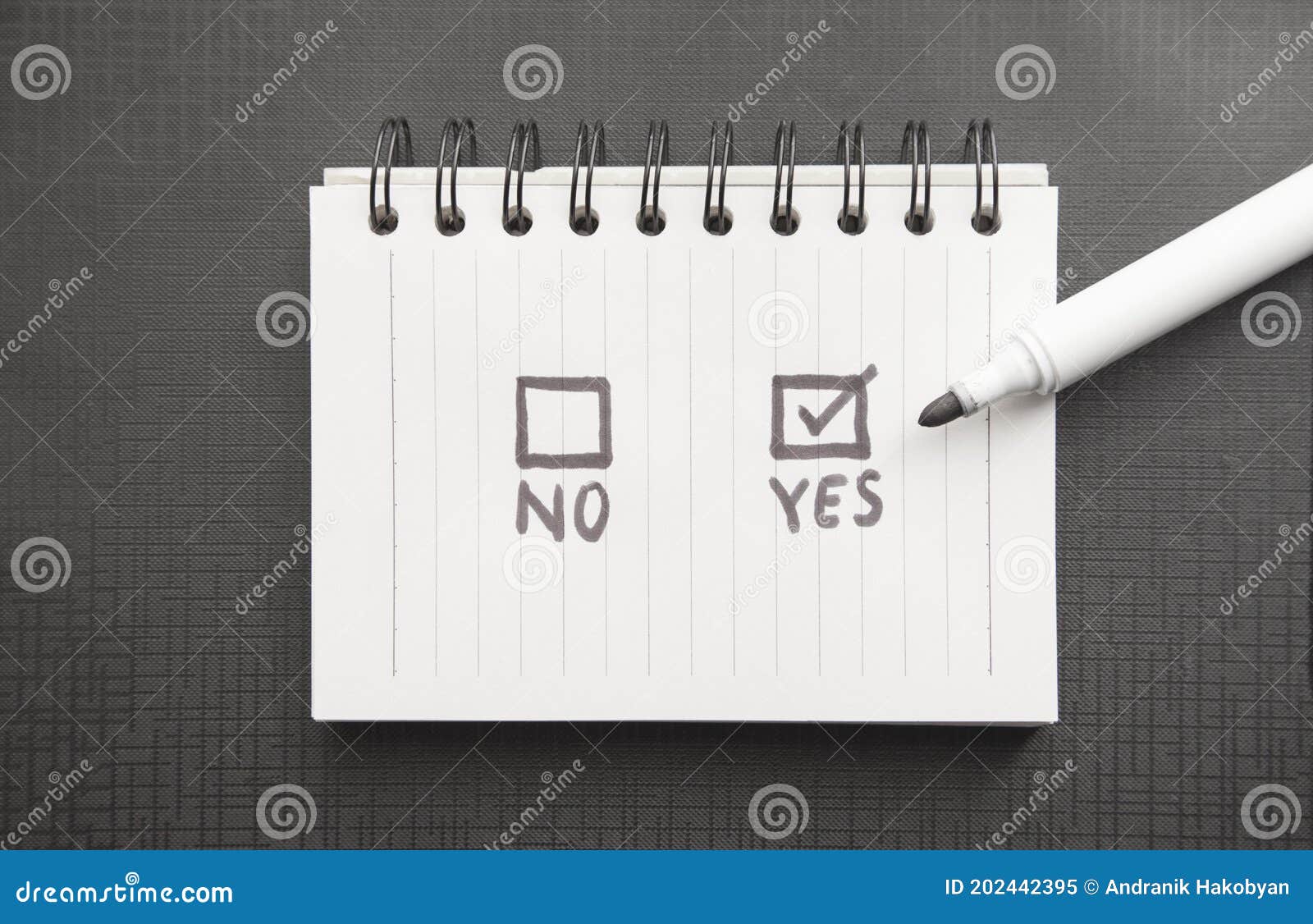 Notepad and Marker. Yes and No Stock Image - Image of vote, accept ...