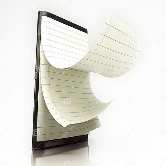 Notepad in Mobile Screen stock illustration. Illustration of ...