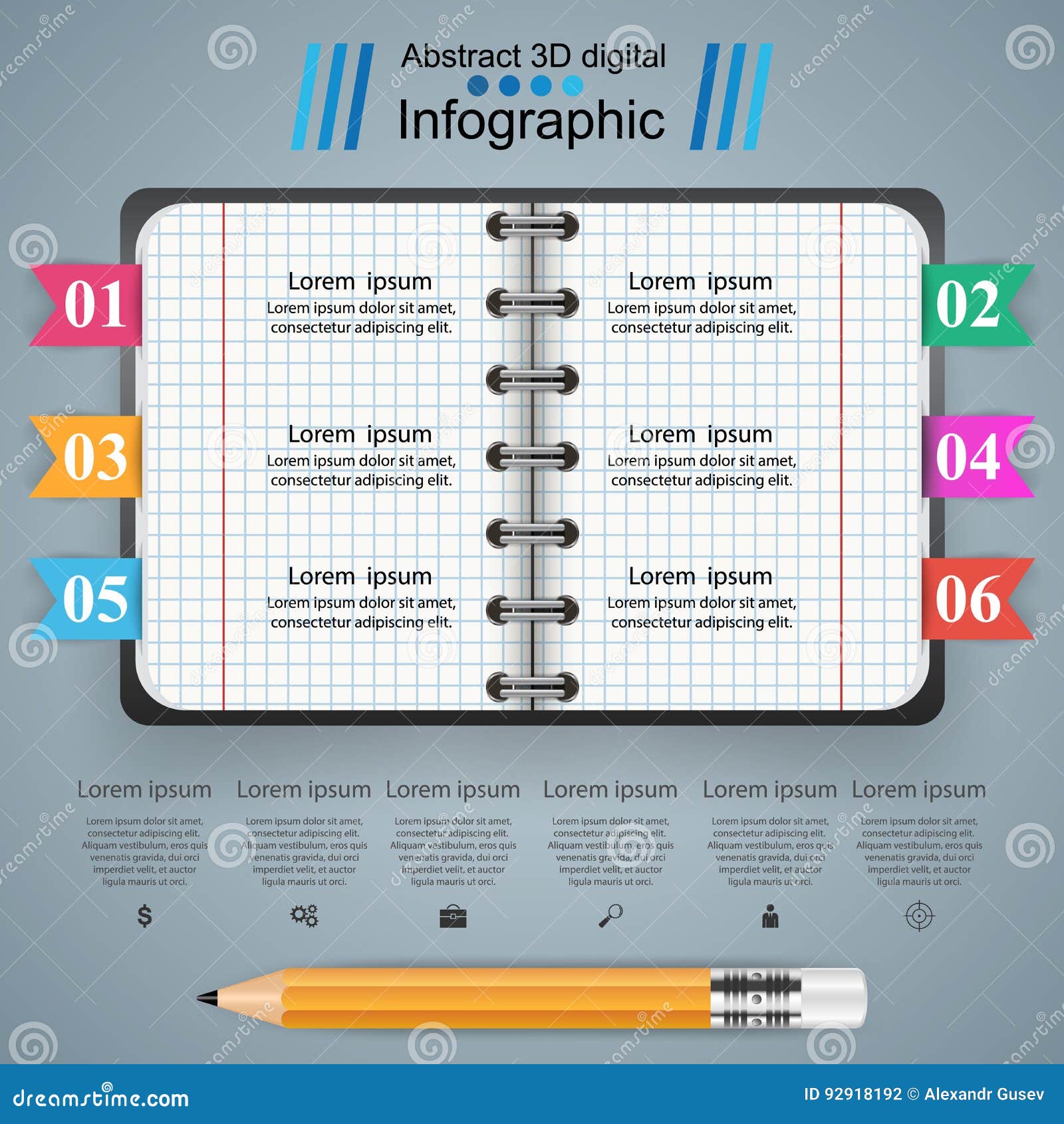 Notepad, Notebok Icon. Abstract Infographic. Vector Illustration ...