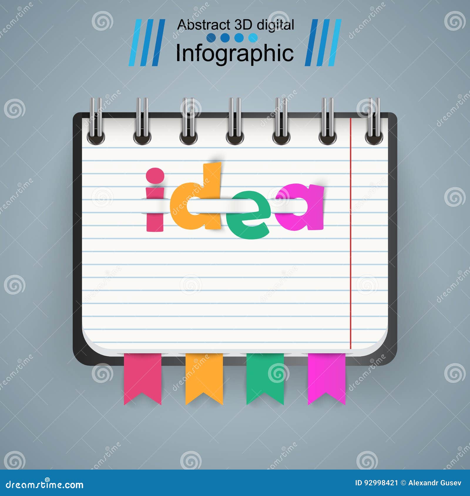 Notepad, Notebok, Idea Icon. Abstract Infographic. Stock Vector ...