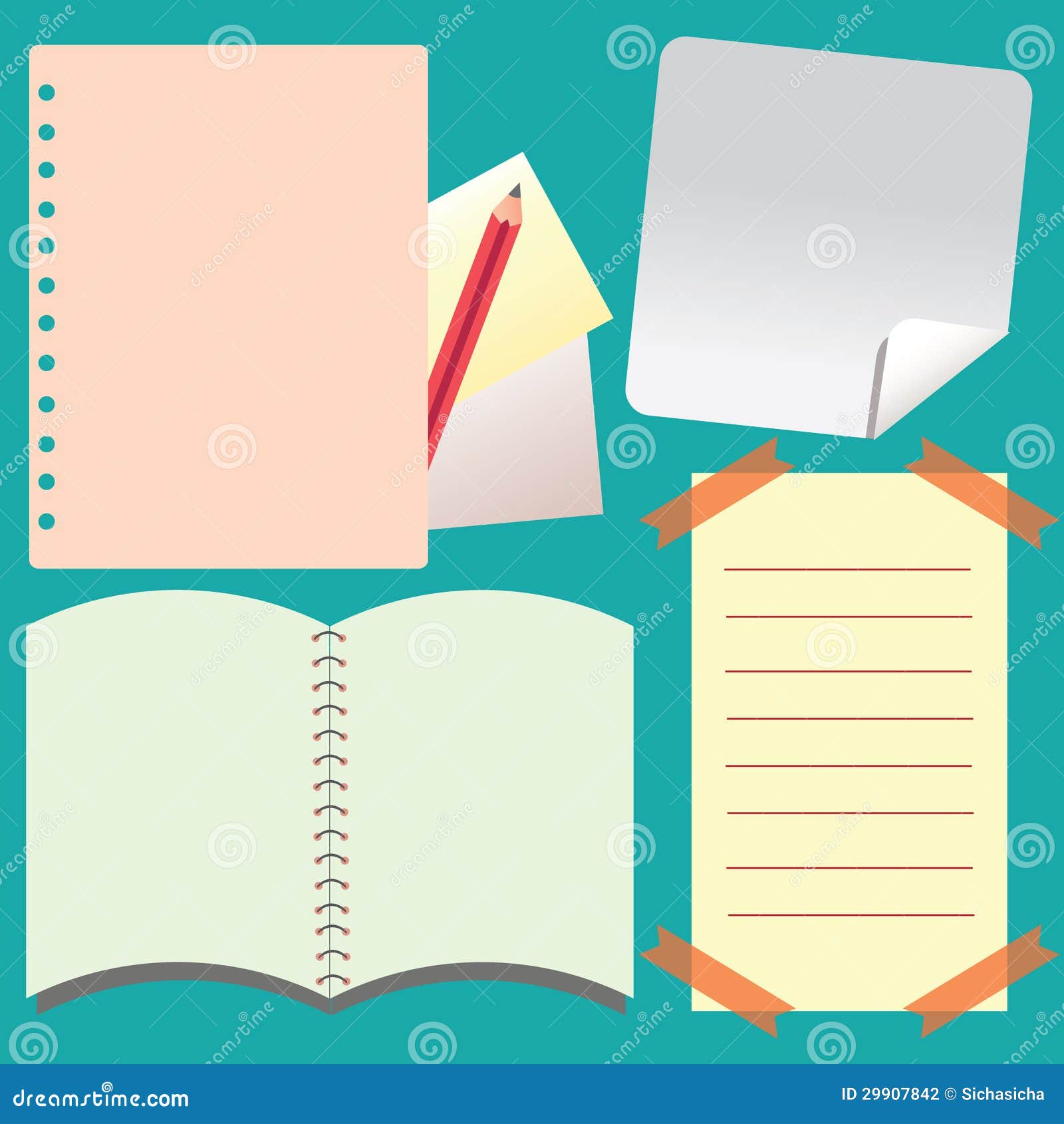 Notepad and Notebook Paper Isolated Background Stock Vector ...