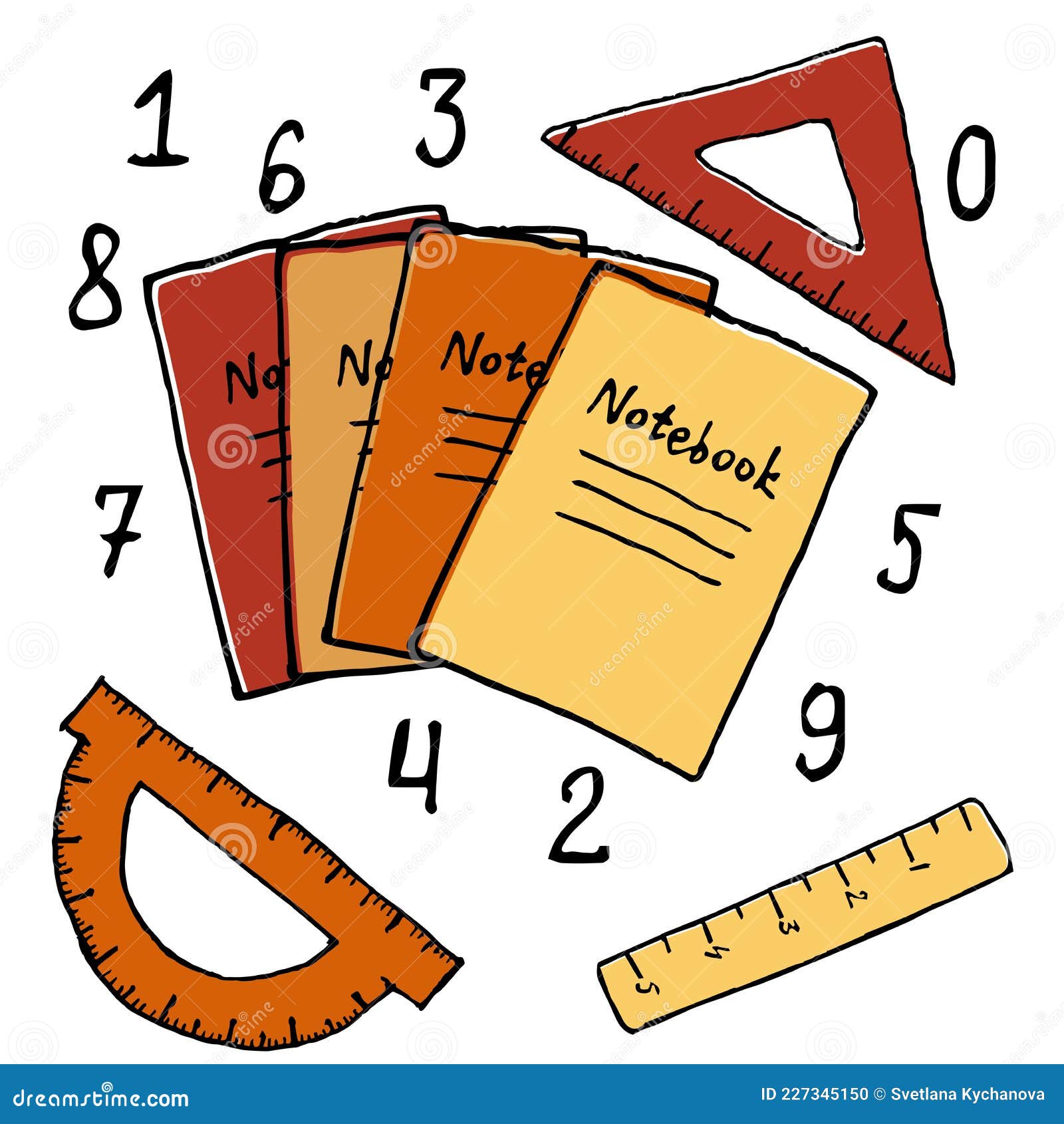 Notepad with Numbers and Rulers Stock Vector - Illustration of flat ...