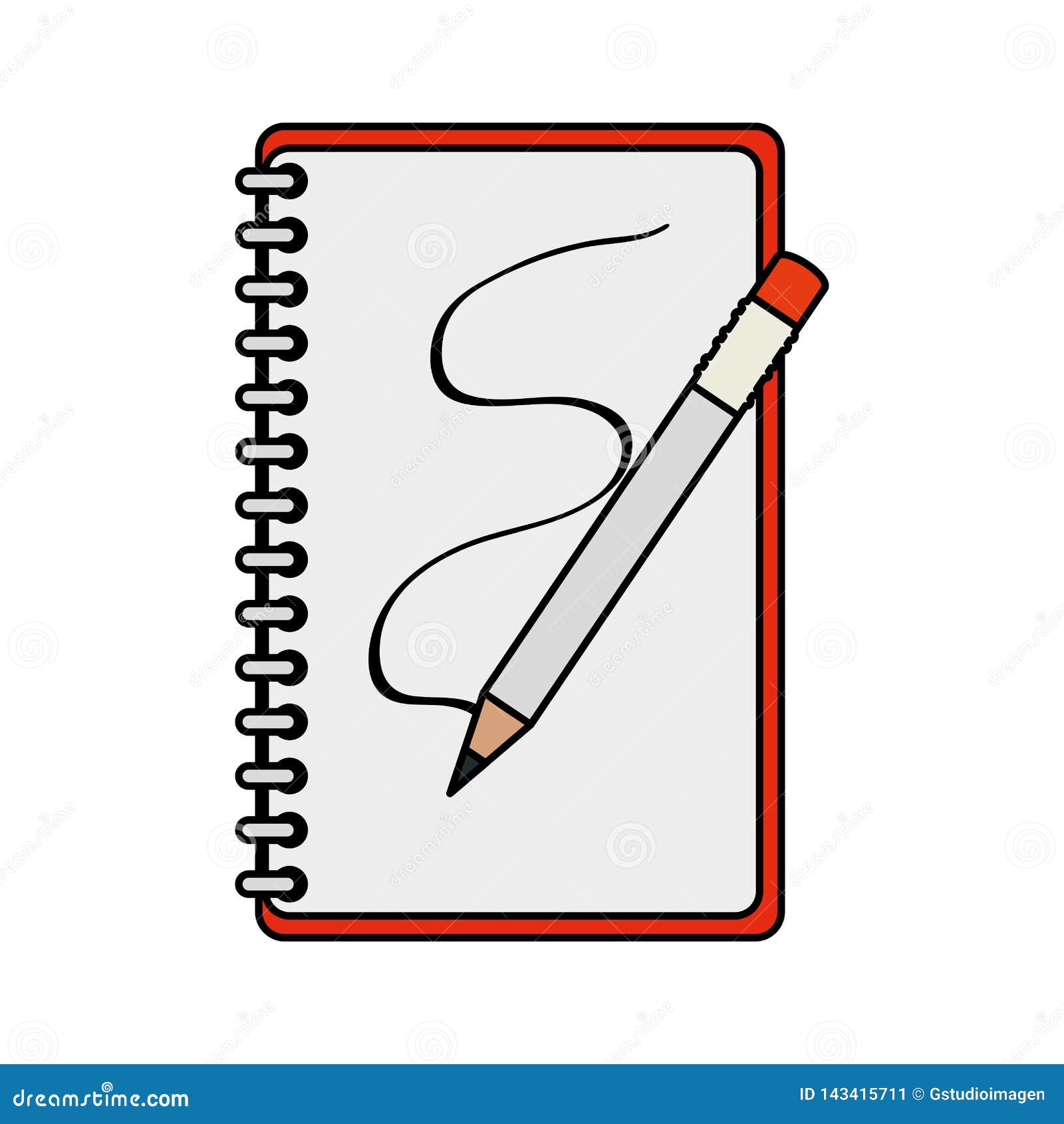 Notepad office with pen stock vector. Illustration of notepaper - 143415711