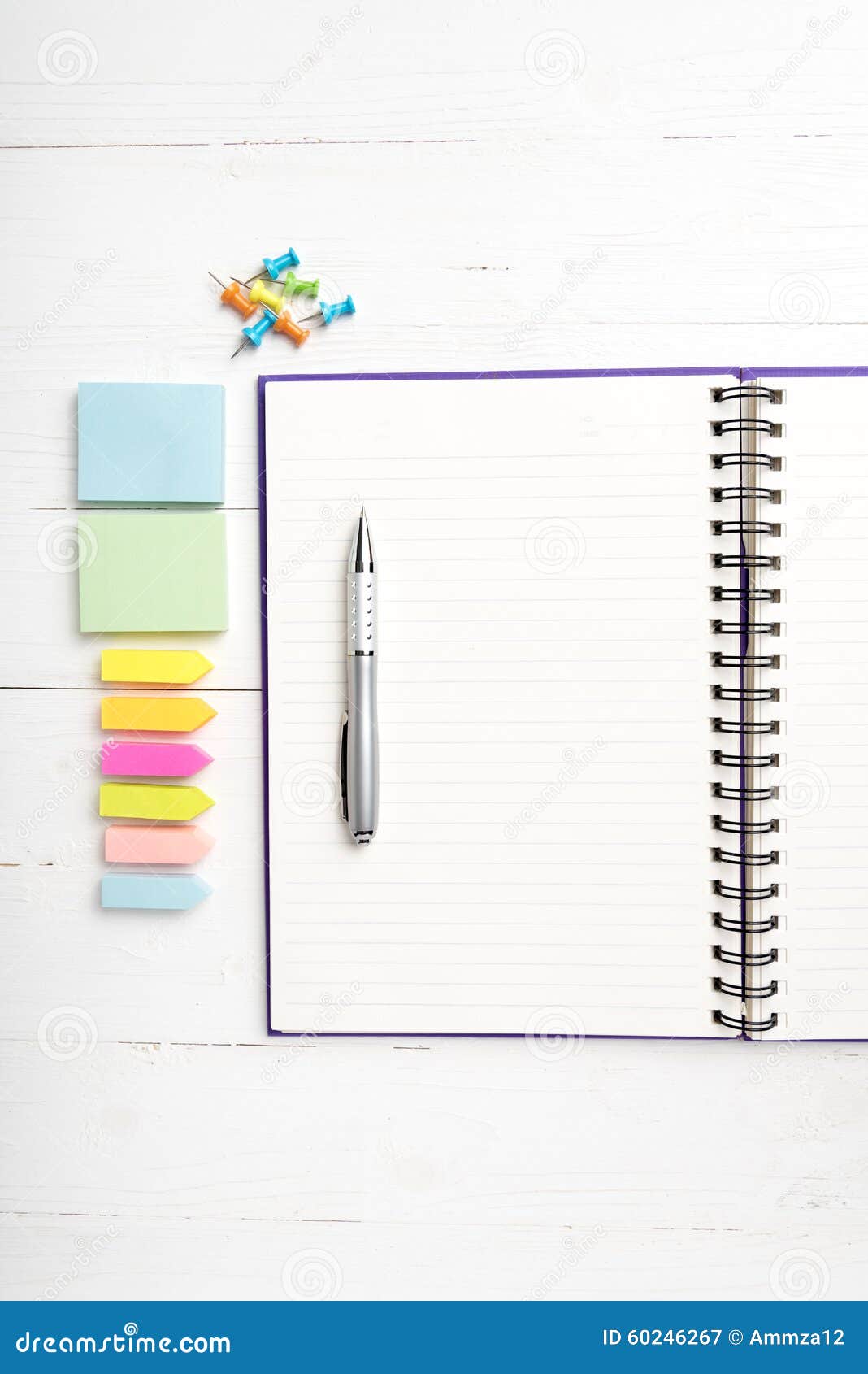 Notepad with Office Supplies Stock Image - Image of pencil, school ...