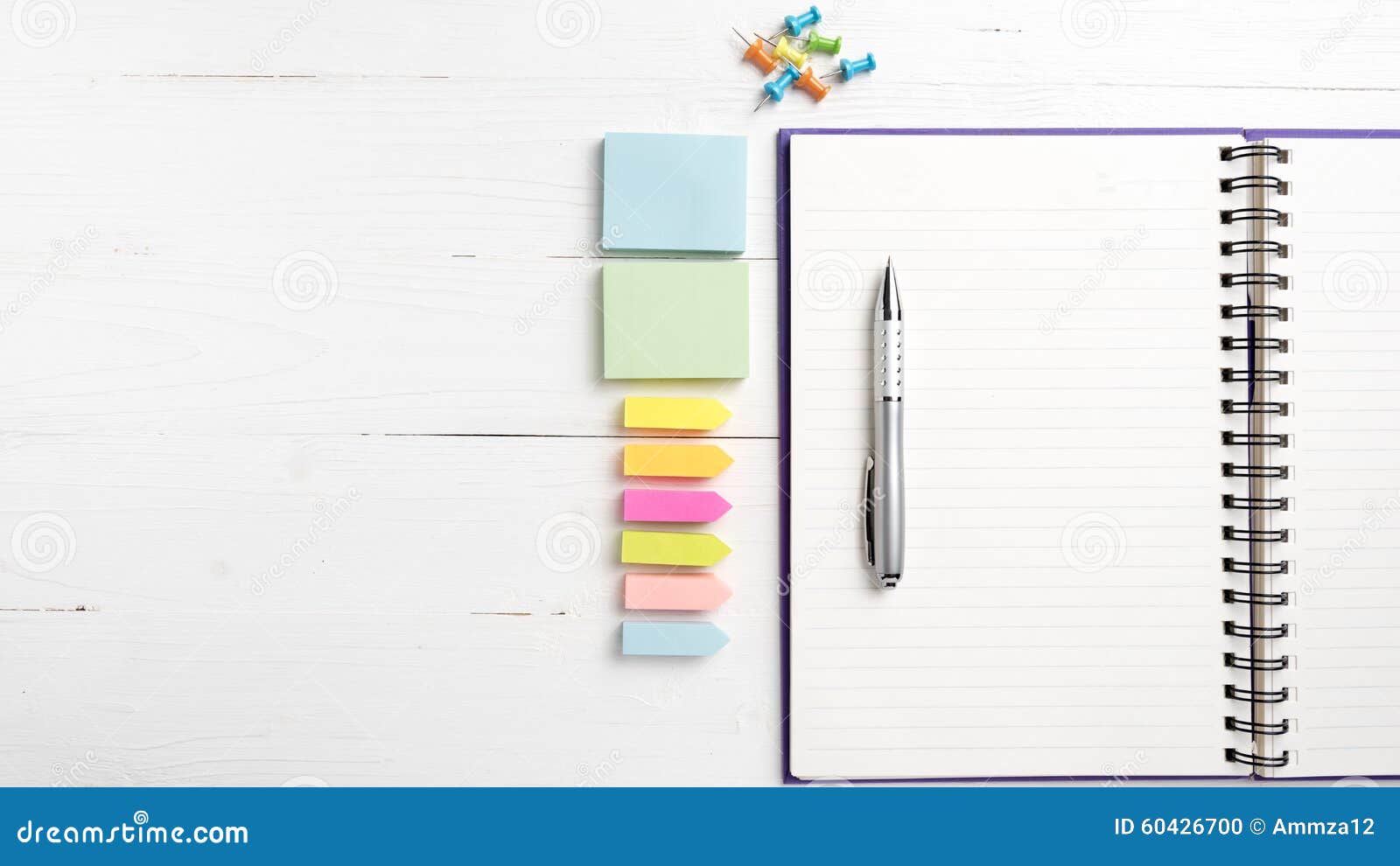 Notepad with Office Supplies Stock Photo - Image of book, study: 60426700