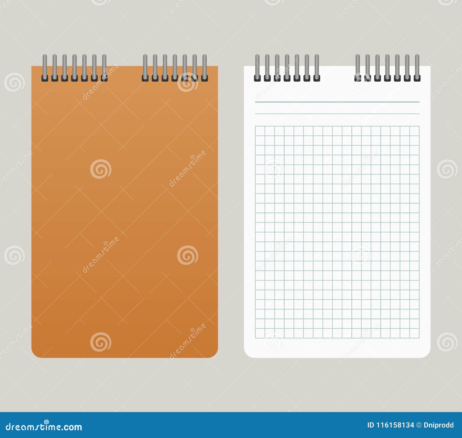 Notepad with a Orange Cover and with a Binding from Above Stock Vector ...