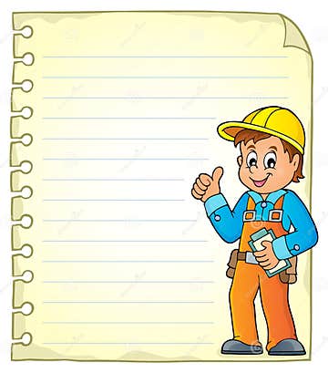 Notepad Page with Construction Worker Stock Vector - Illustration of ...