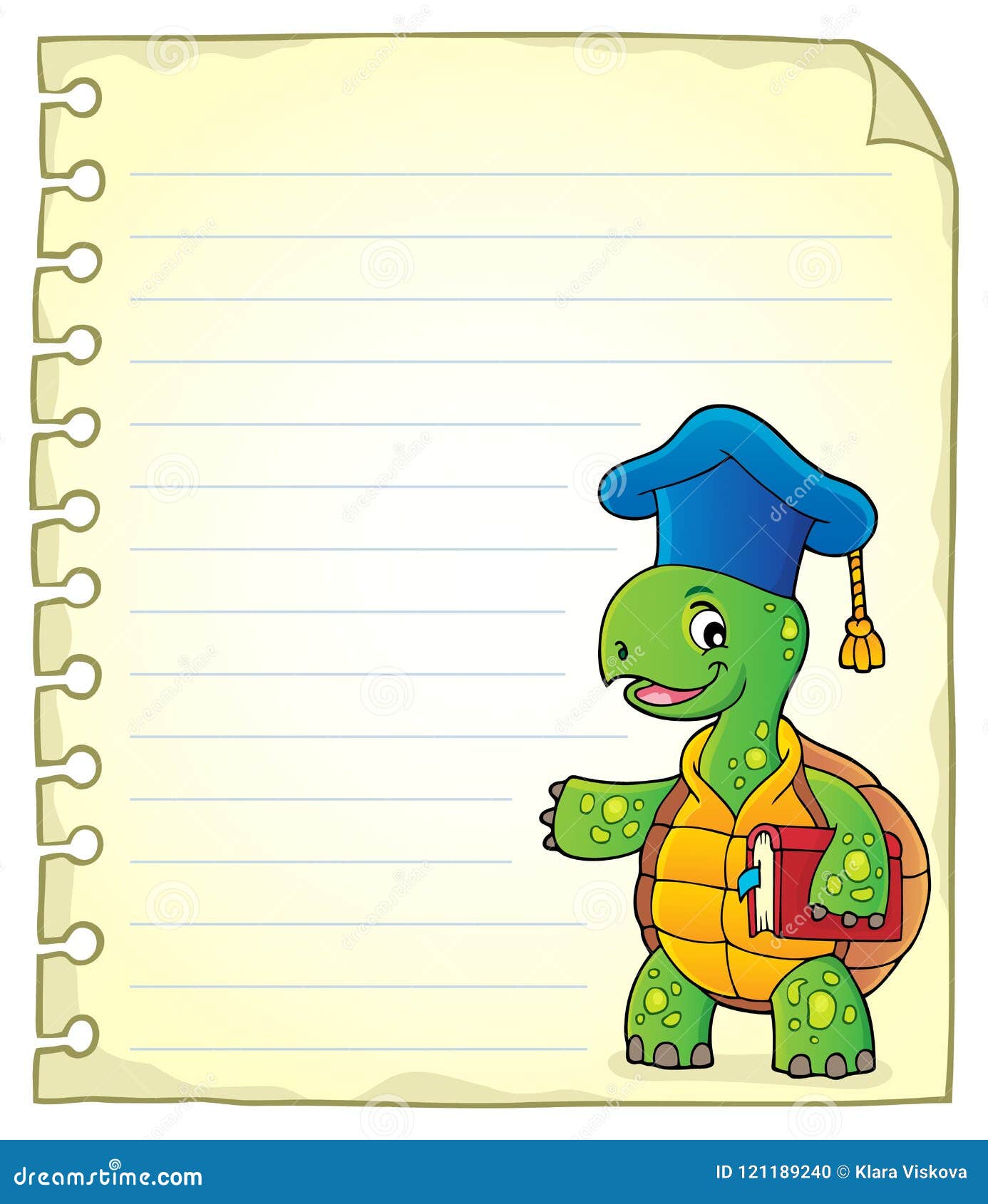 Notepad Page with Turtle Teacher Stock Vector - Illustration of learn ...