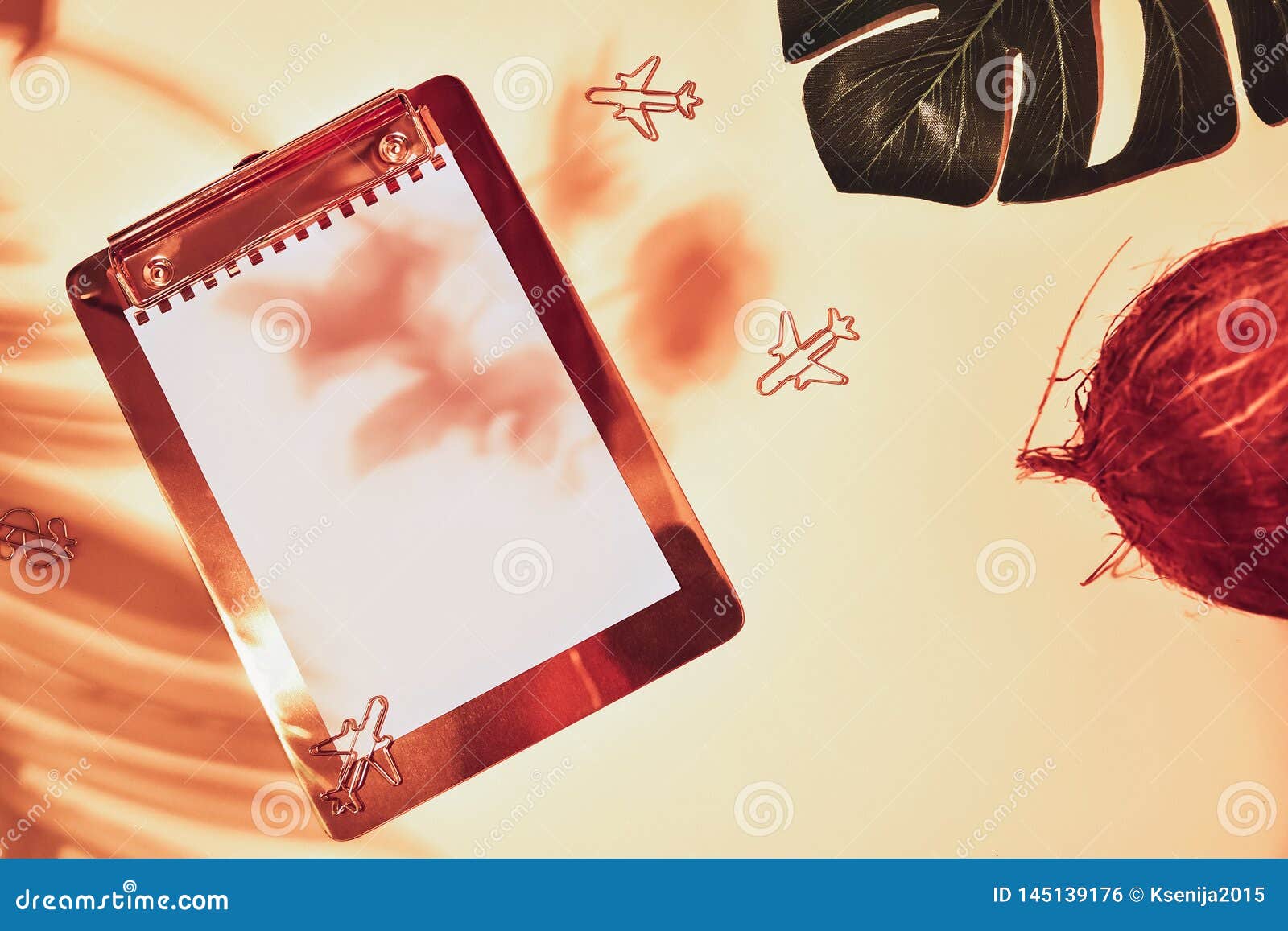 Notepad and Palm Leaves. Place for Text. Processing Under the Retro. Â ...