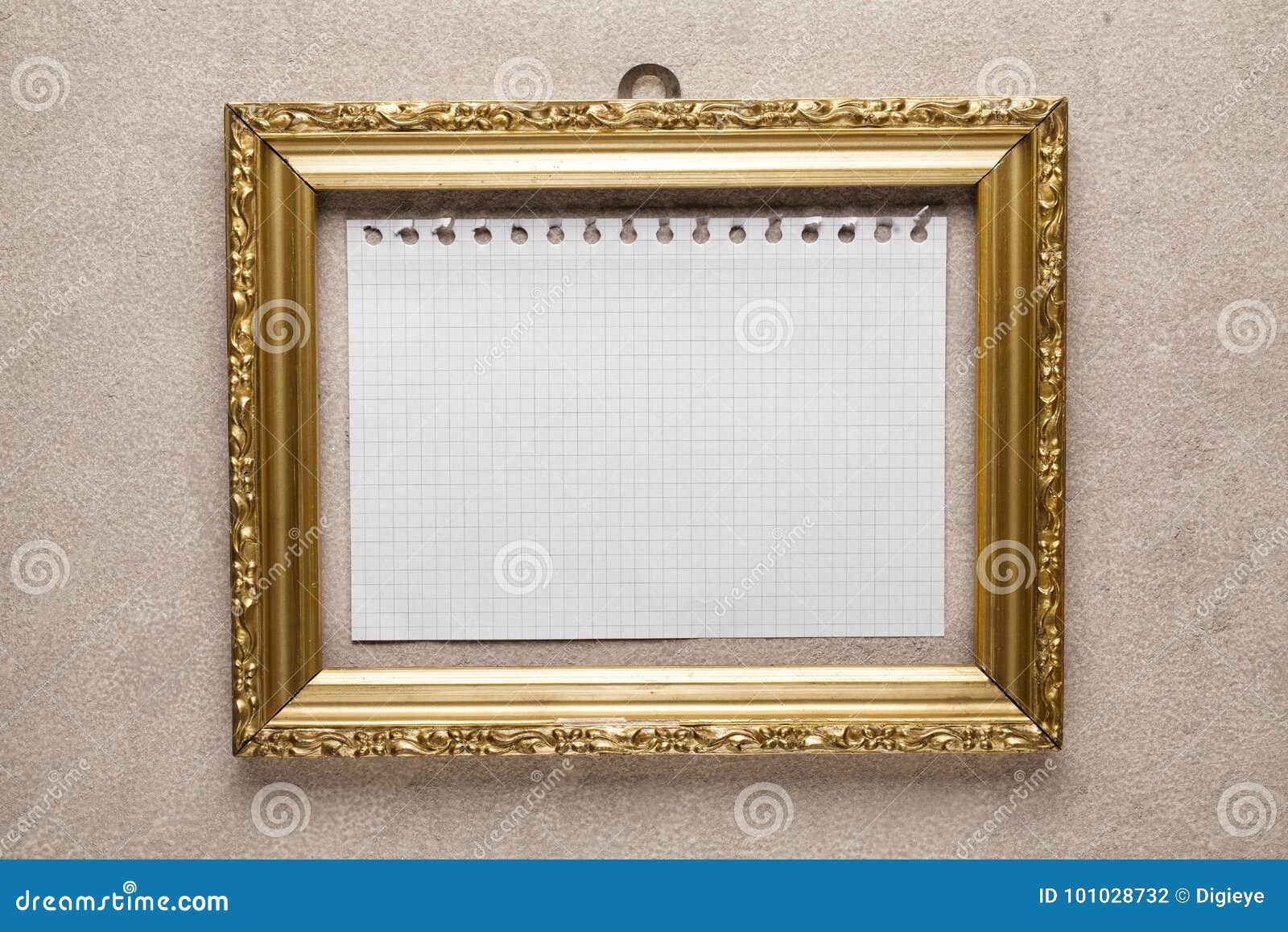 Notepad Paper Sheet in Picture Frame Stock Photo - Image of concrete ...