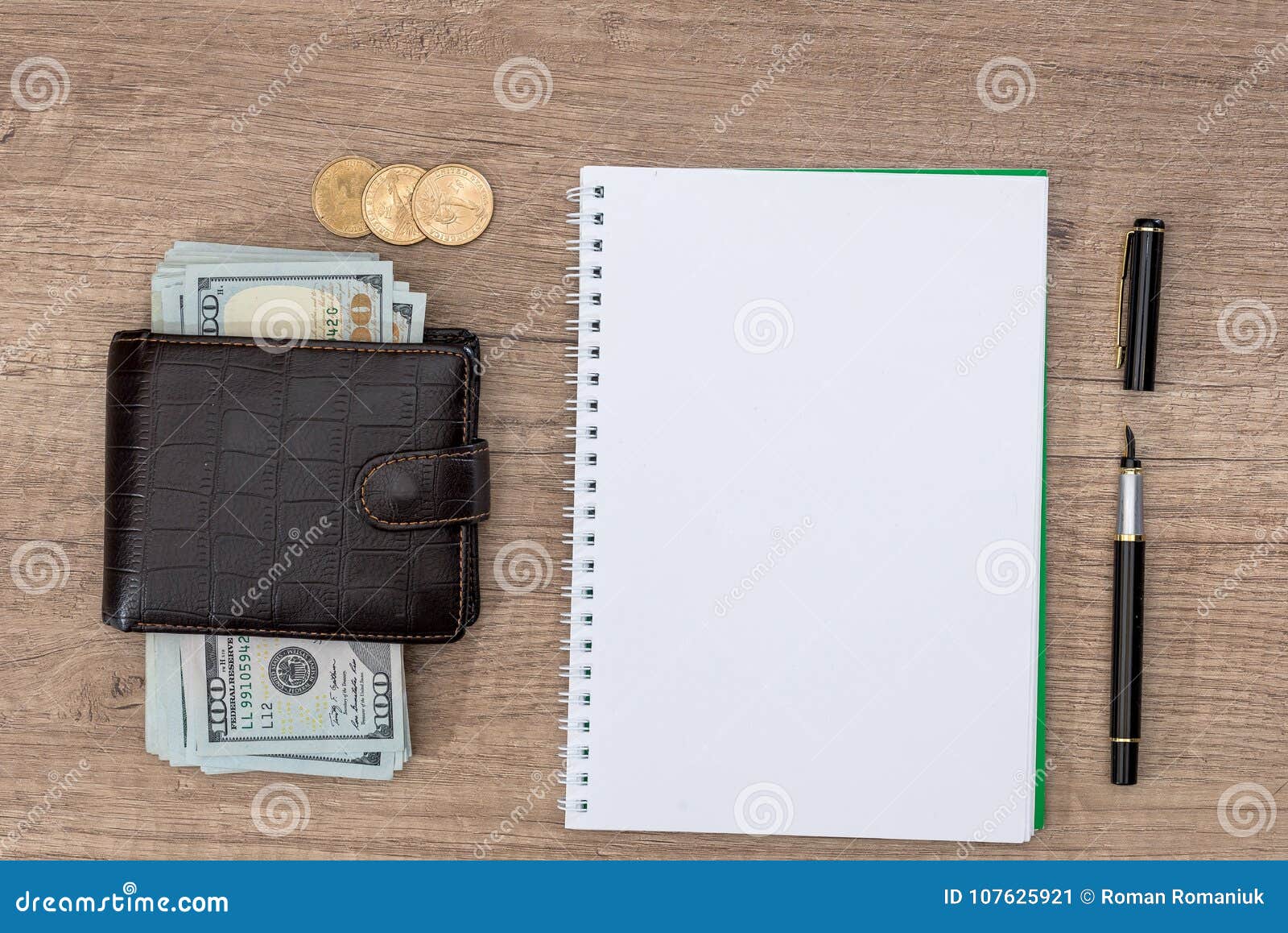 Notepad with Pen, Calculator, Dollar Bills Stock Image - Image of ...