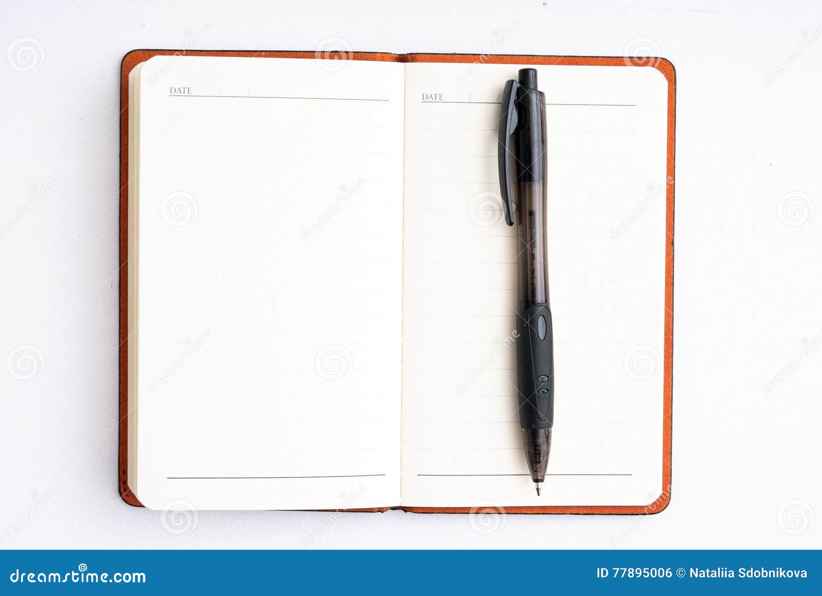 Notepad with pen isolated stock photo. Image of notebook - 77895006