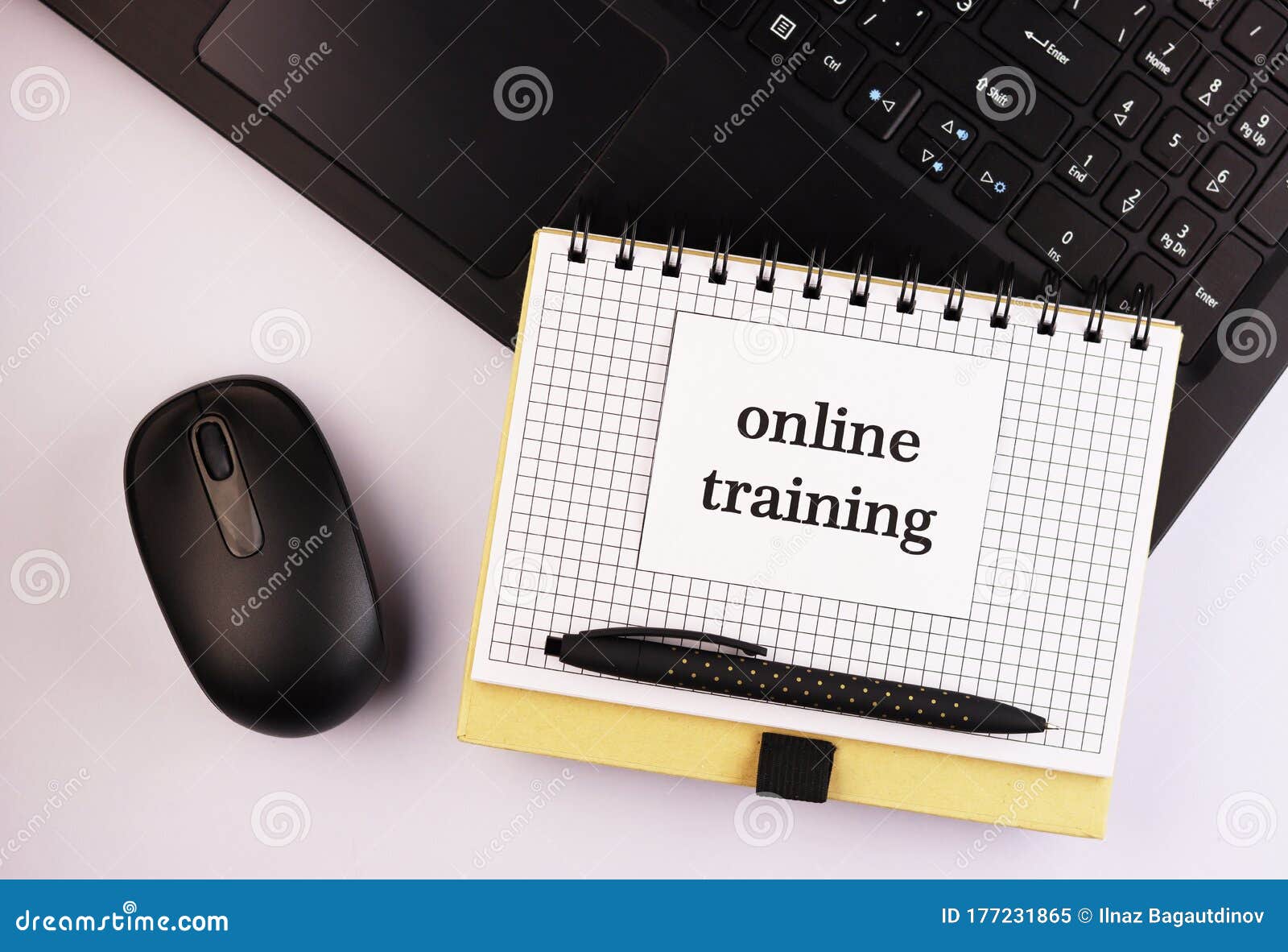 Notepad with a Pen and a Sheet of Text Online Training Stock Image ...