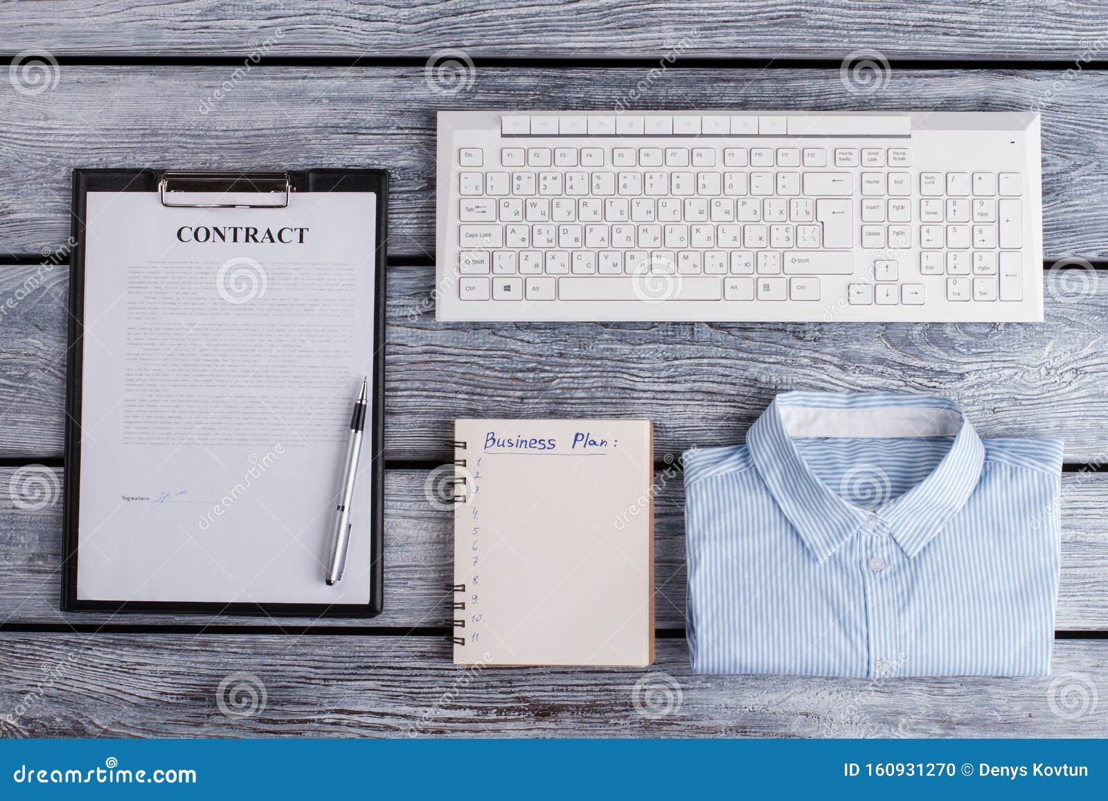 Notepad, Pen, Shirt and Keyboard. Stock Photo - Image of paper, plan ...