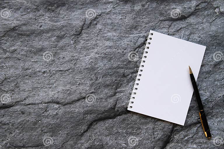 Notepad and Pen on Stone Background Stock Photo - Image of notepad ...