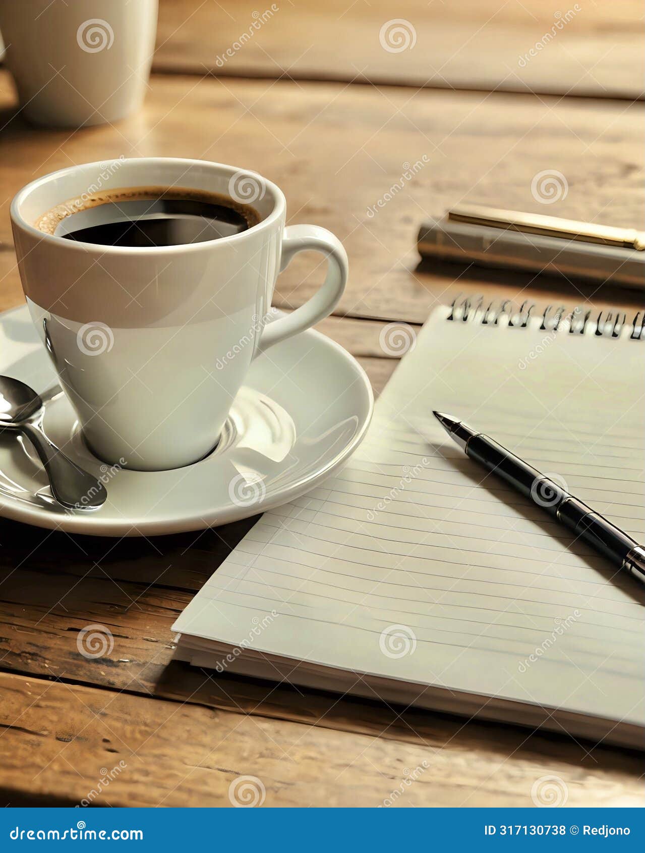 Notepad and Pen Writing while Having a Cup of Coffee in the Morning ...