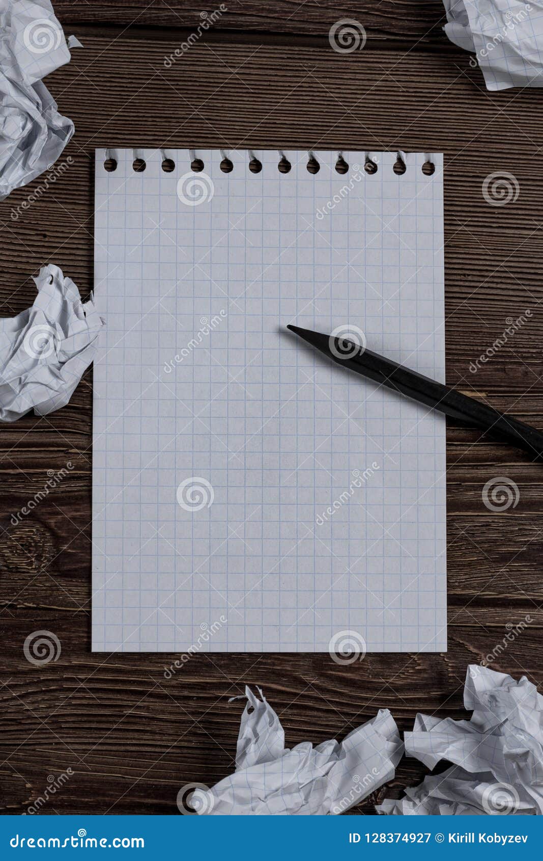 Notepad with Pencil and Crumpled Paper Stock Image - Image of pencil ...