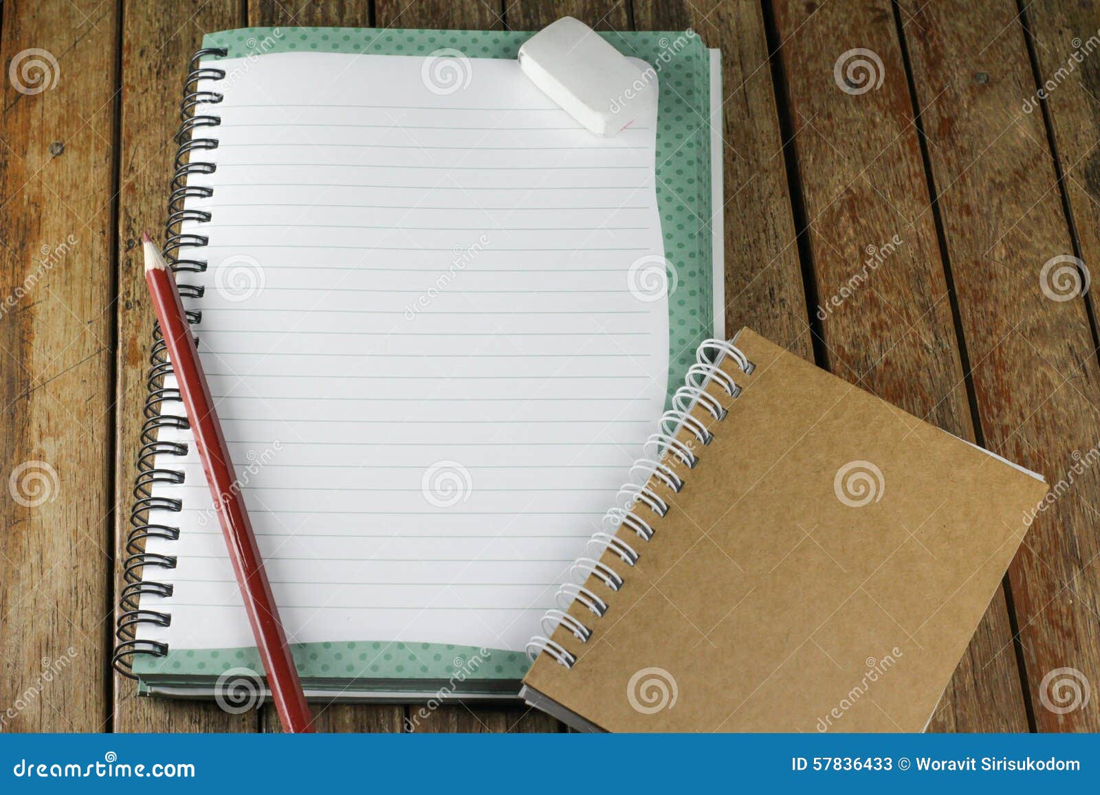 Notepad and Pencil on a Desk Stock Image - Image of book, object: 57836433