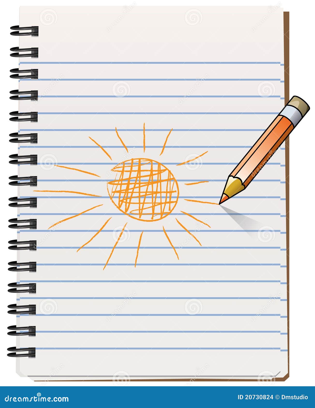 Notepad With Pencil Drawning The Sun Vector Illustration ...