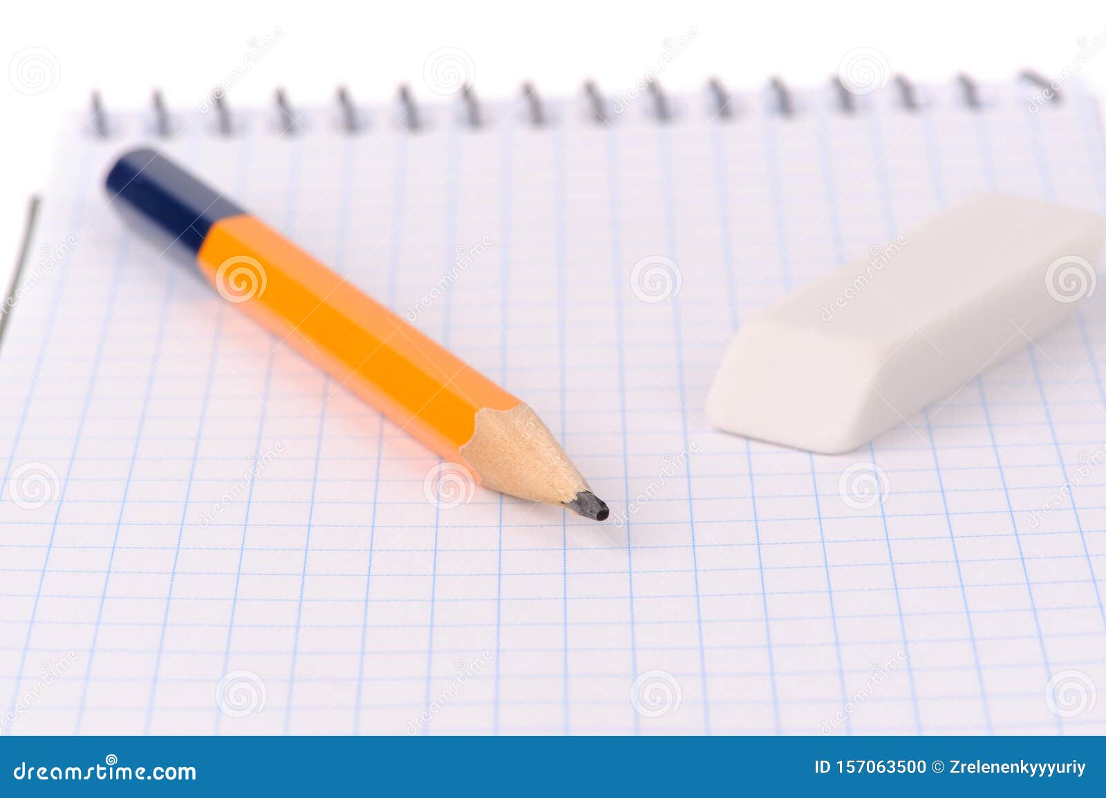 Notepad with Pencil and Eraser Stock Photo - Image of message ...