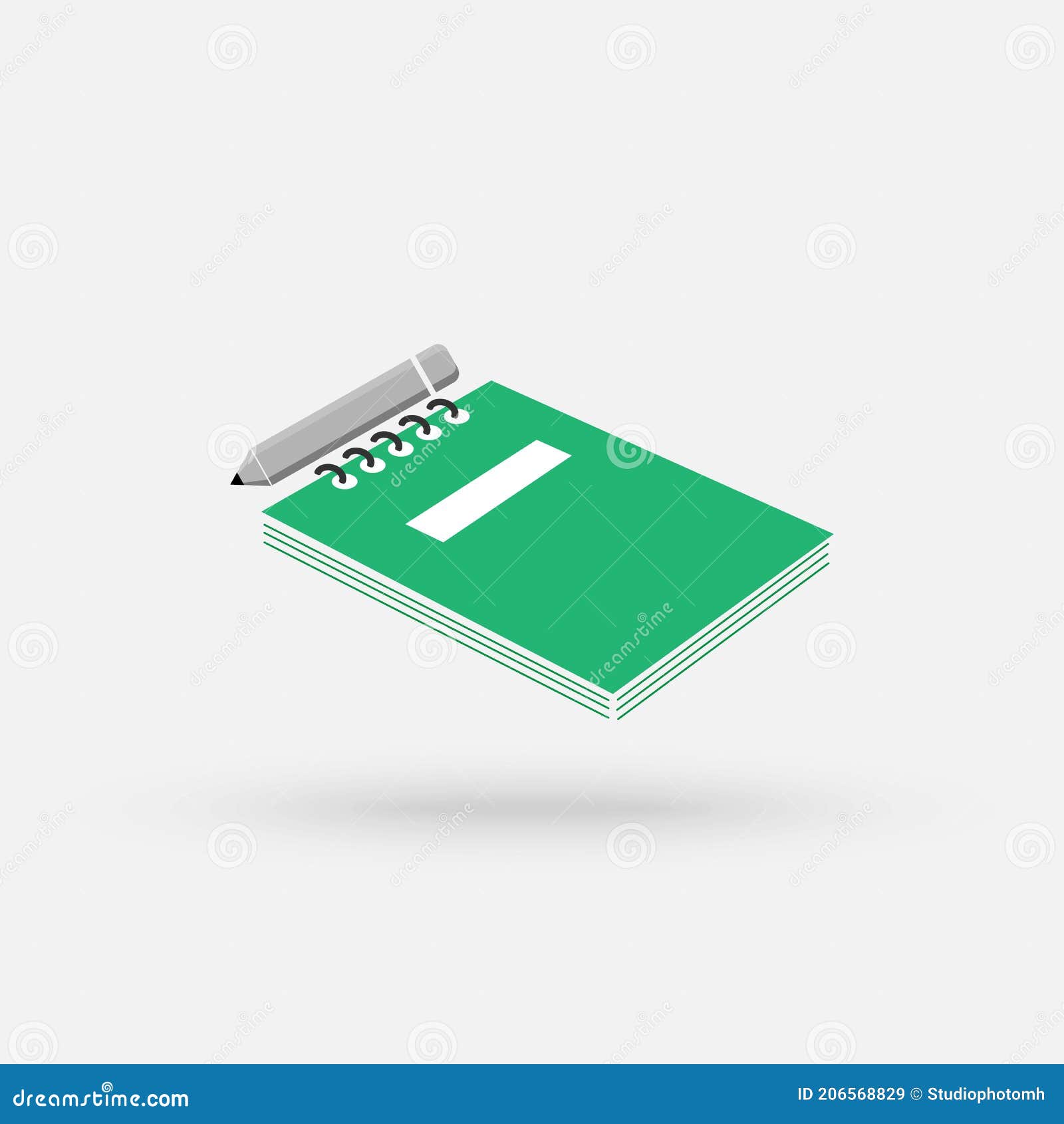 Notepad with Pencil Flat Linear Long Shadow Icon. Taking Notes. Vector ...