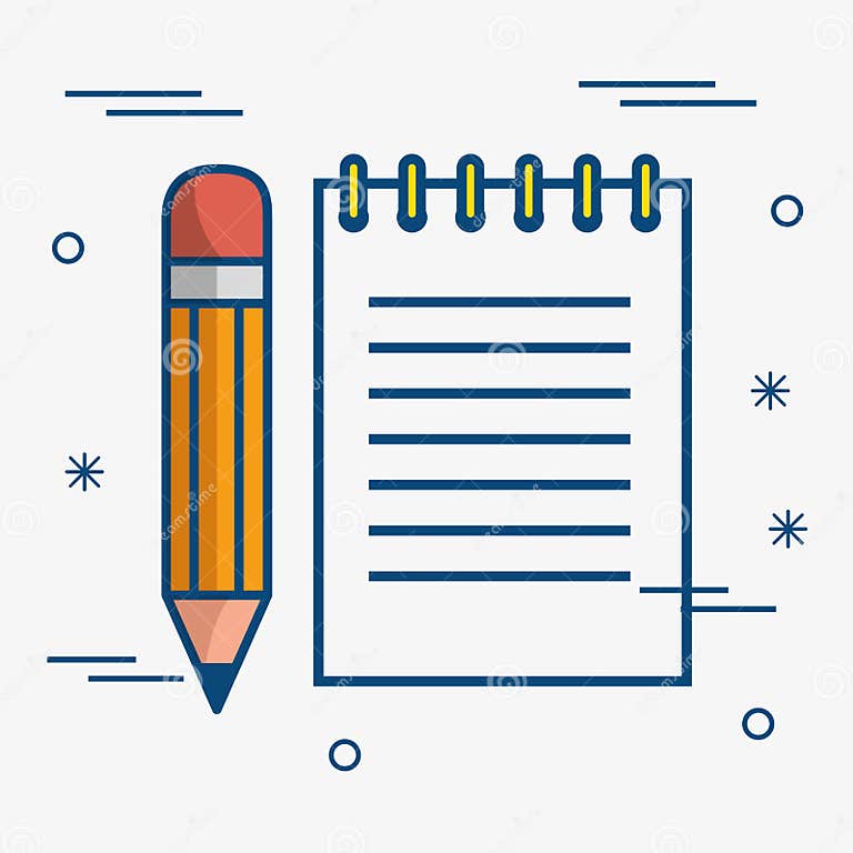 Notepad and pencil icon. stock vector. Illustration of eraser - 112559917