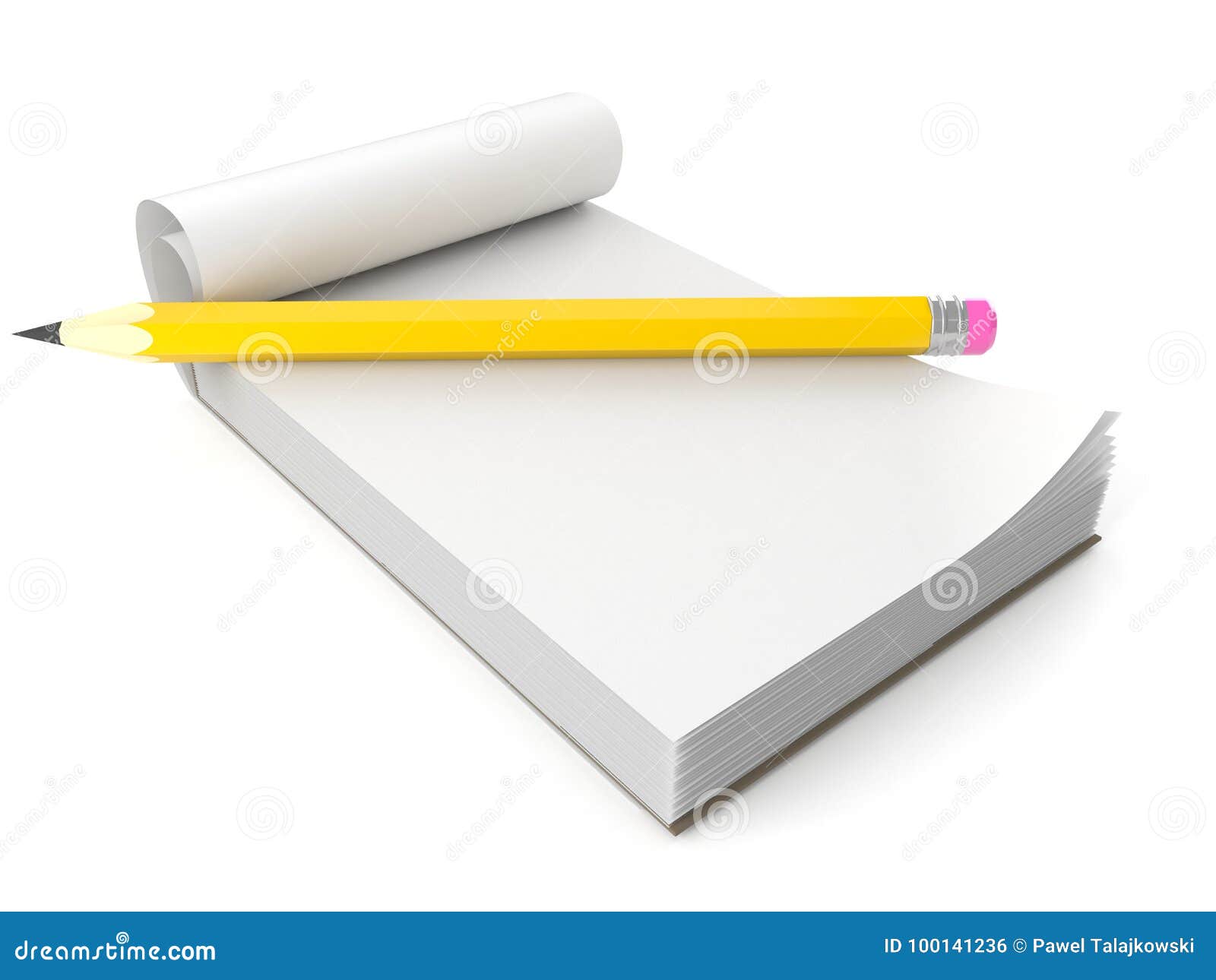Notepad with pencil stock illustration. Illustration of writing - 100141236