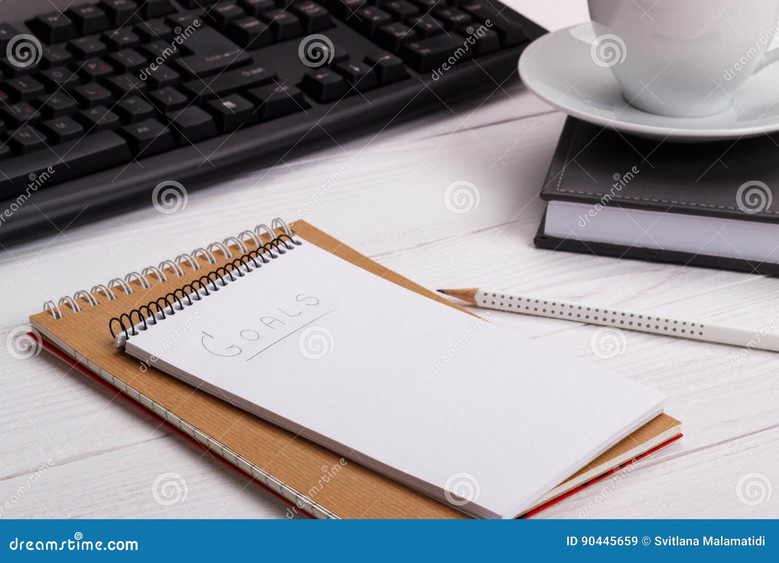 Notepad and Pencil on Office Desk Stock Image - Image of background ...