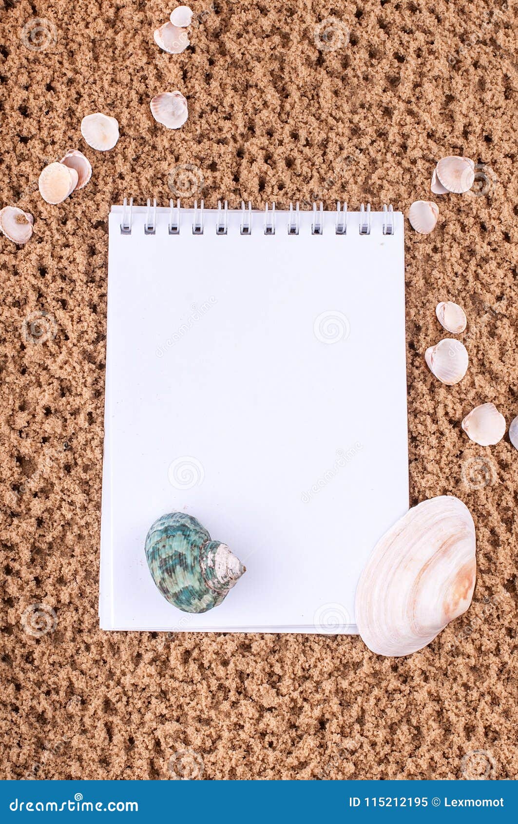 Notepad with Pencil and Starfish, Shell on Sand Background or on the ...