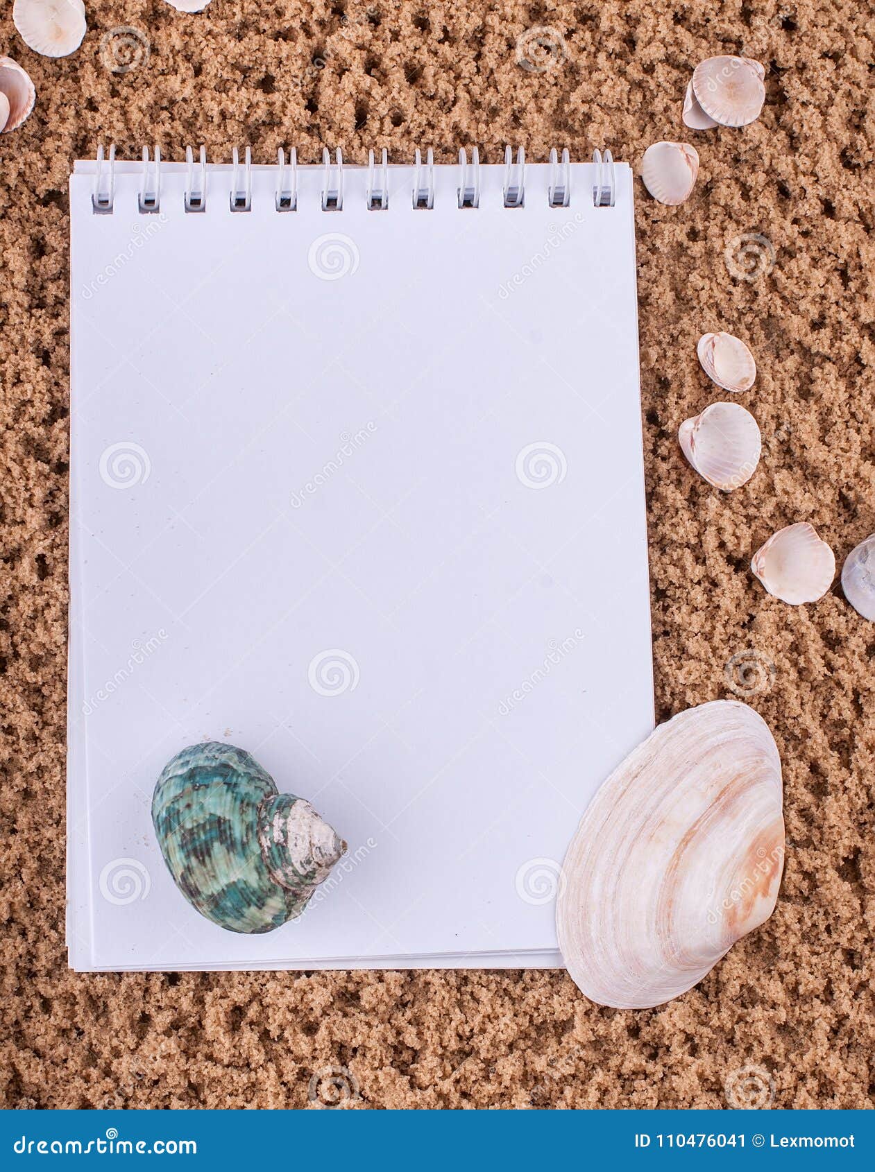 Notepad with Pencil and Starfish, Shell on Sand Background or on the ...