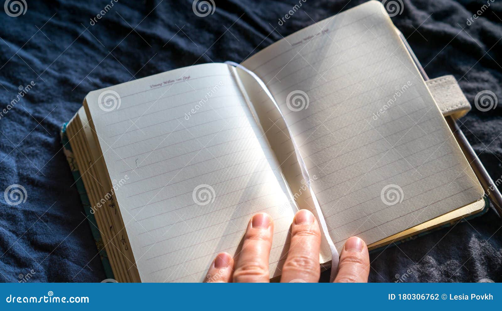 Opened Clean Page of a Notepad with a Pencil in Left Hand, Left Handed ...