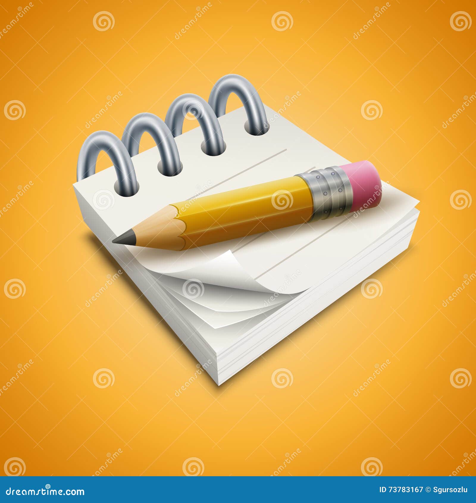 Notepad and pencil stock vector. Illustration of message - 73783167