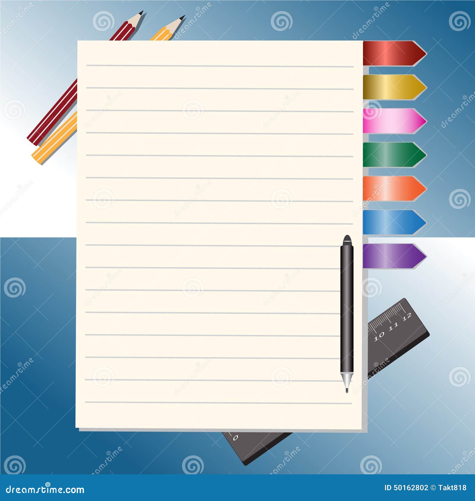 Notepad and Pencils Vector Illustration Stock Vector - Illustration of ...