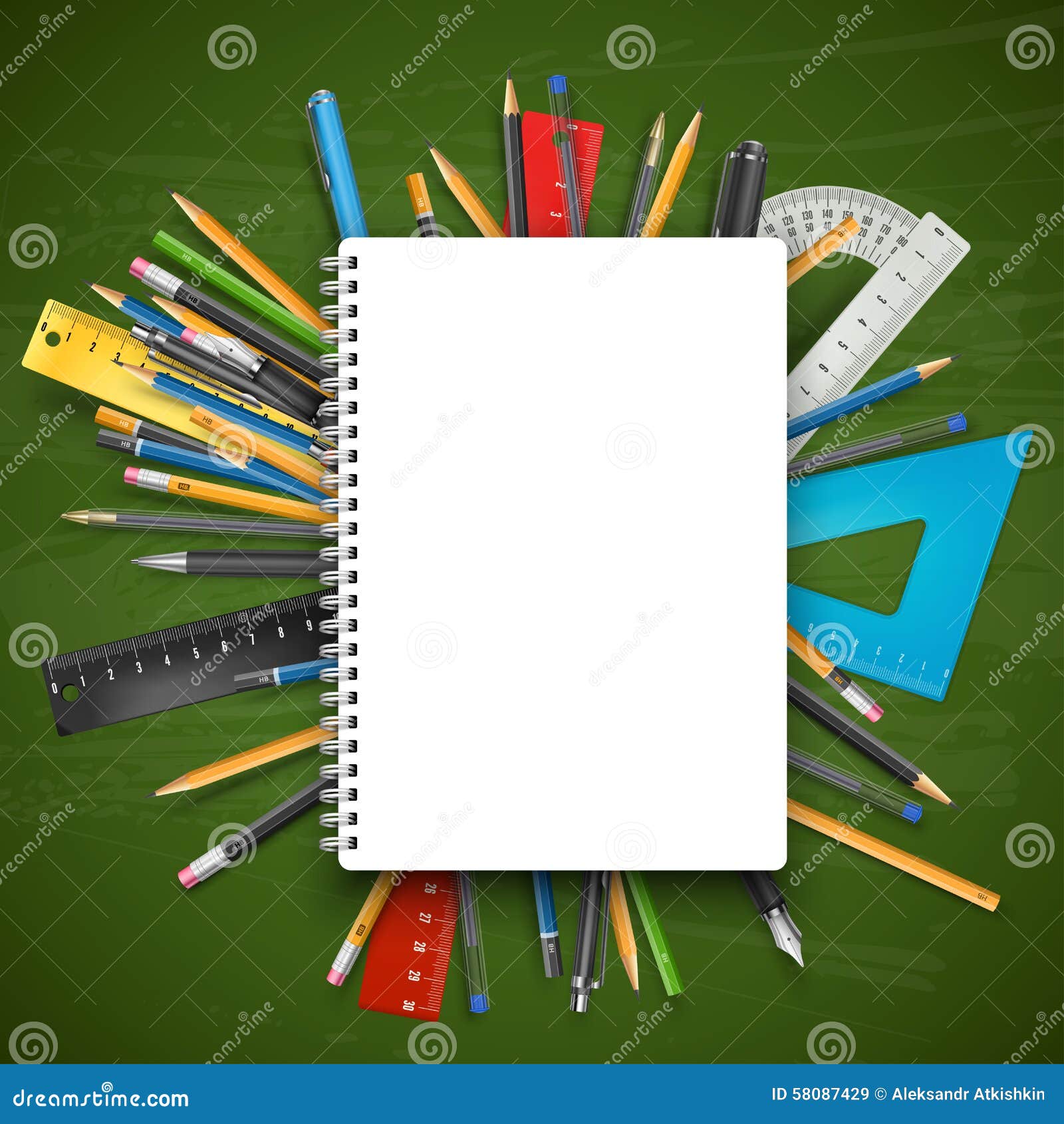 Notepad And Pens Cartoon Vector | CartoonDealer.com #43185135