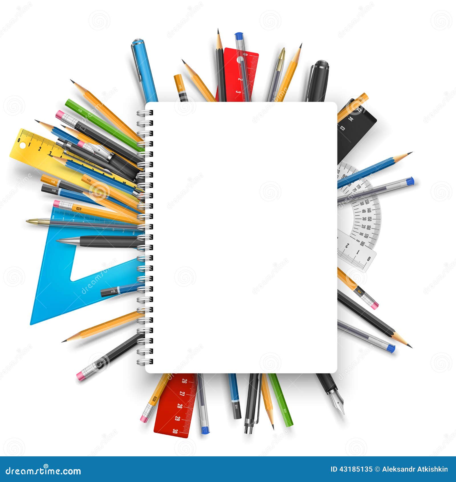 Notepad And Pens Cartoon Vector | CartoonDealer.com #43185135