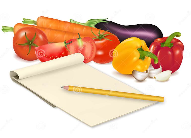Notepad with recipe. stock vector. Illustration of realistic - 16455164