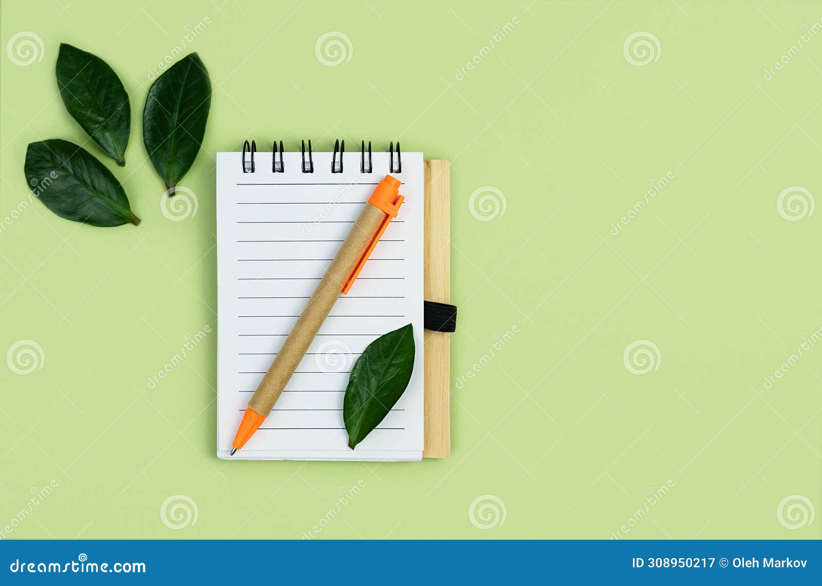 Notepad with Recycled Paper Pen on a Green Background. Zero Waste ...