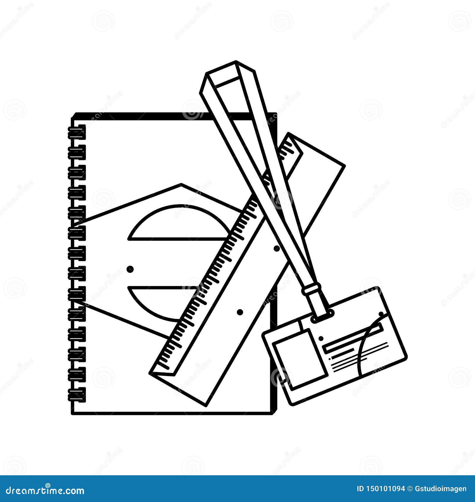 Notepad and Rule ,document with Company Emblem Print Stock Illustration ...