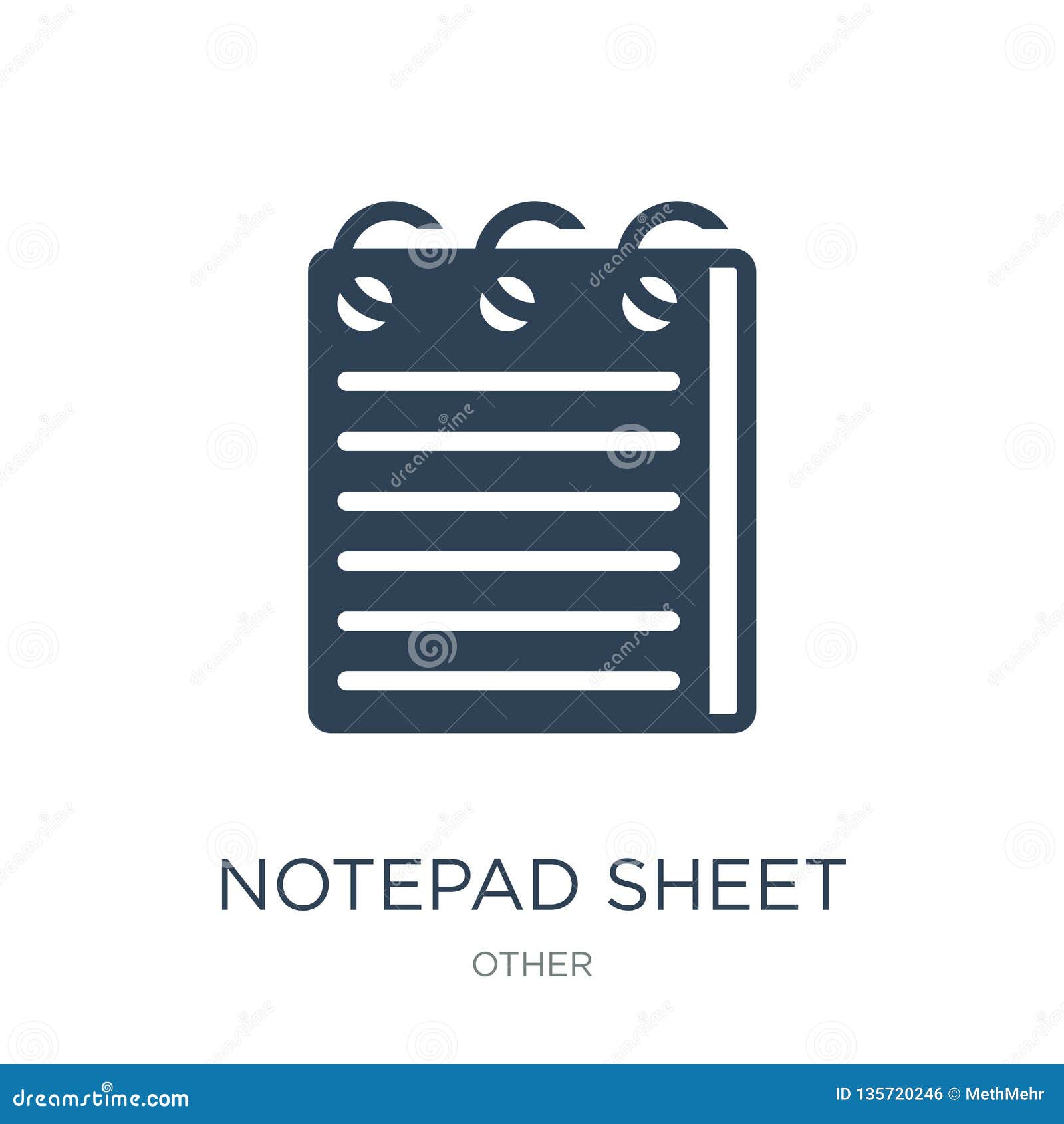 Notepad Sheet Icon in Trendy Design Style. Notepad Sheet Icon Isolated ...