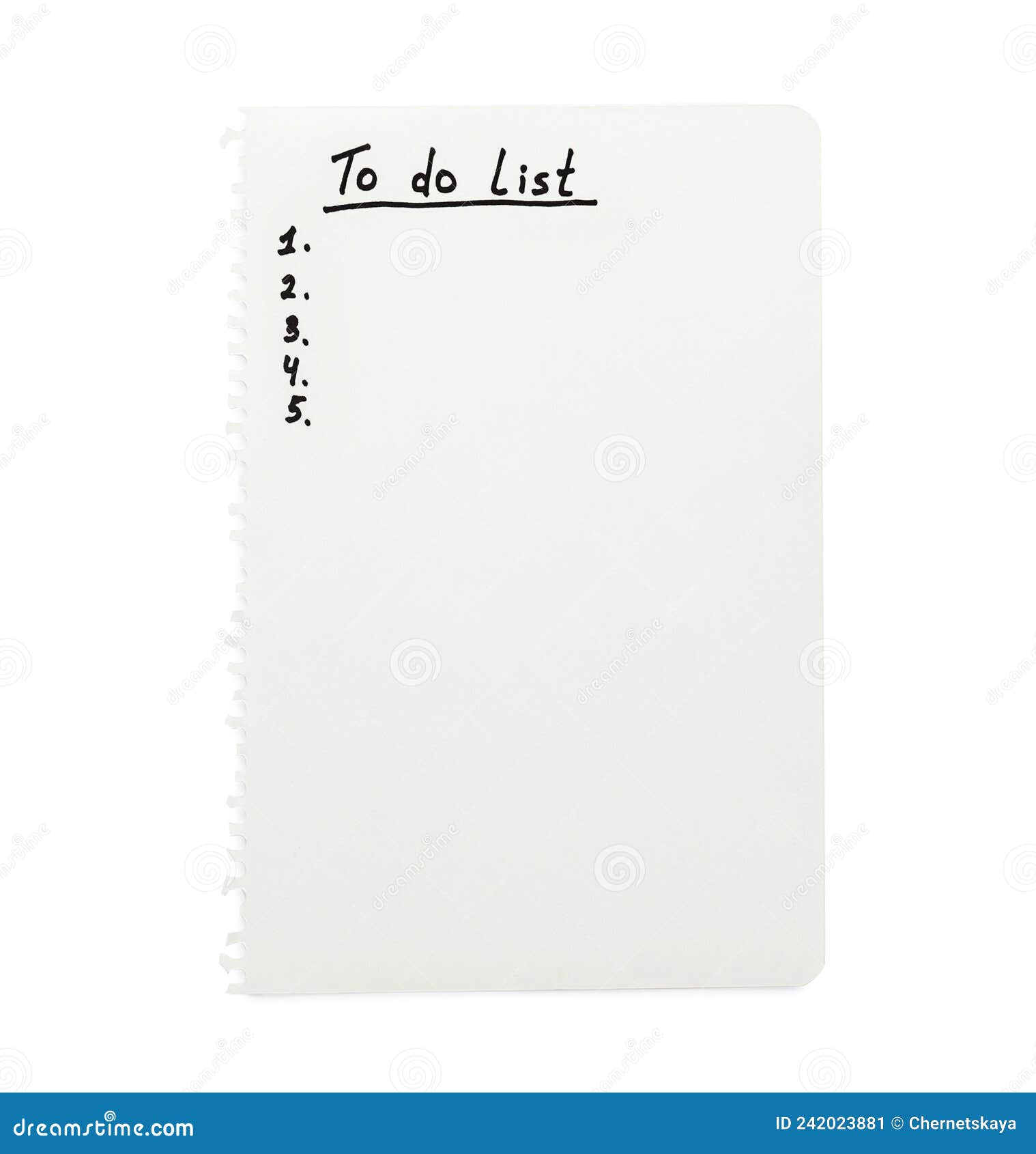 Notepad Sheet with Unfilled Numbered To Do List on White Background ...