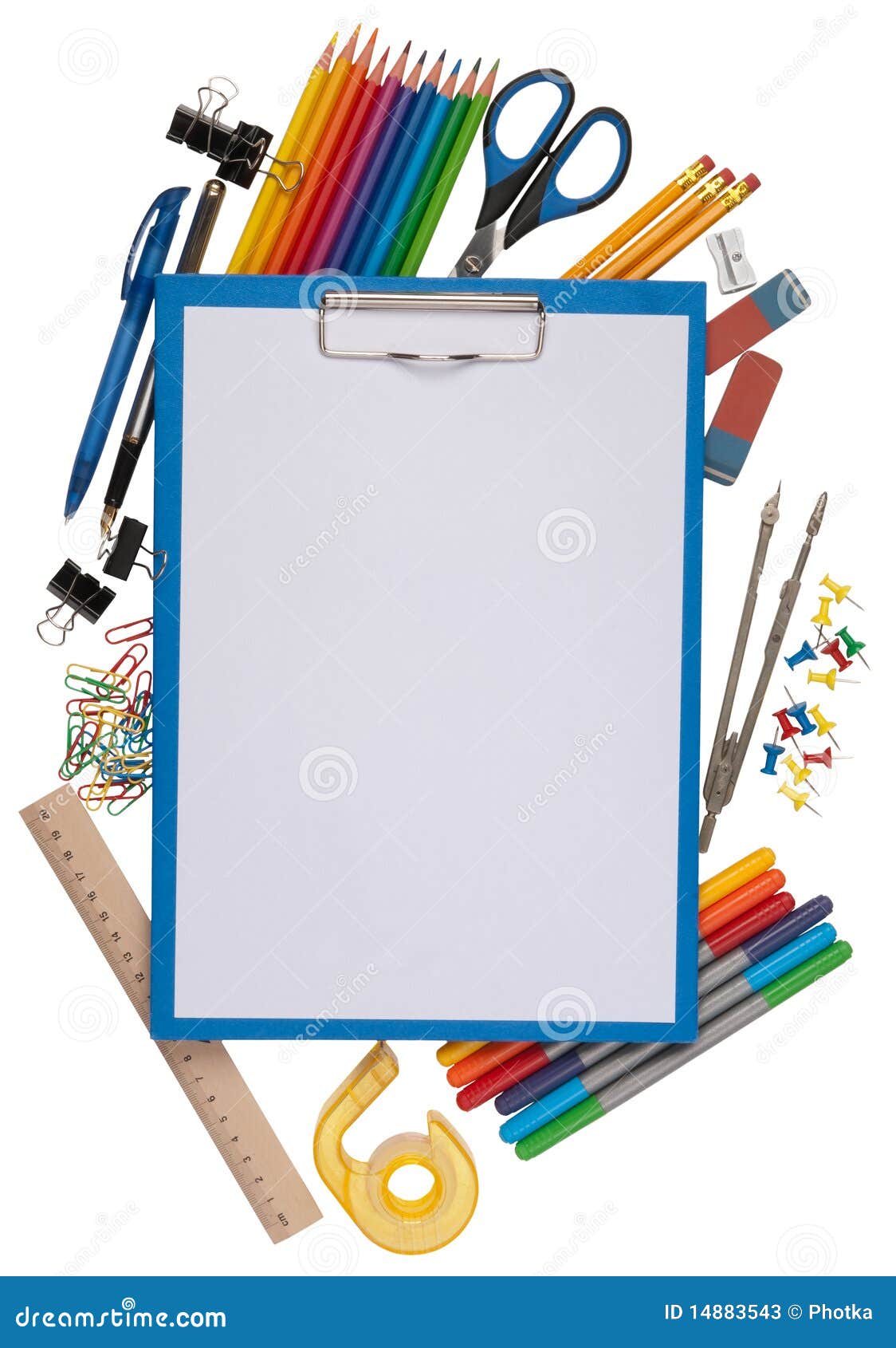 Notepad with Stationary Objects I Stock Image - Image of notes ...