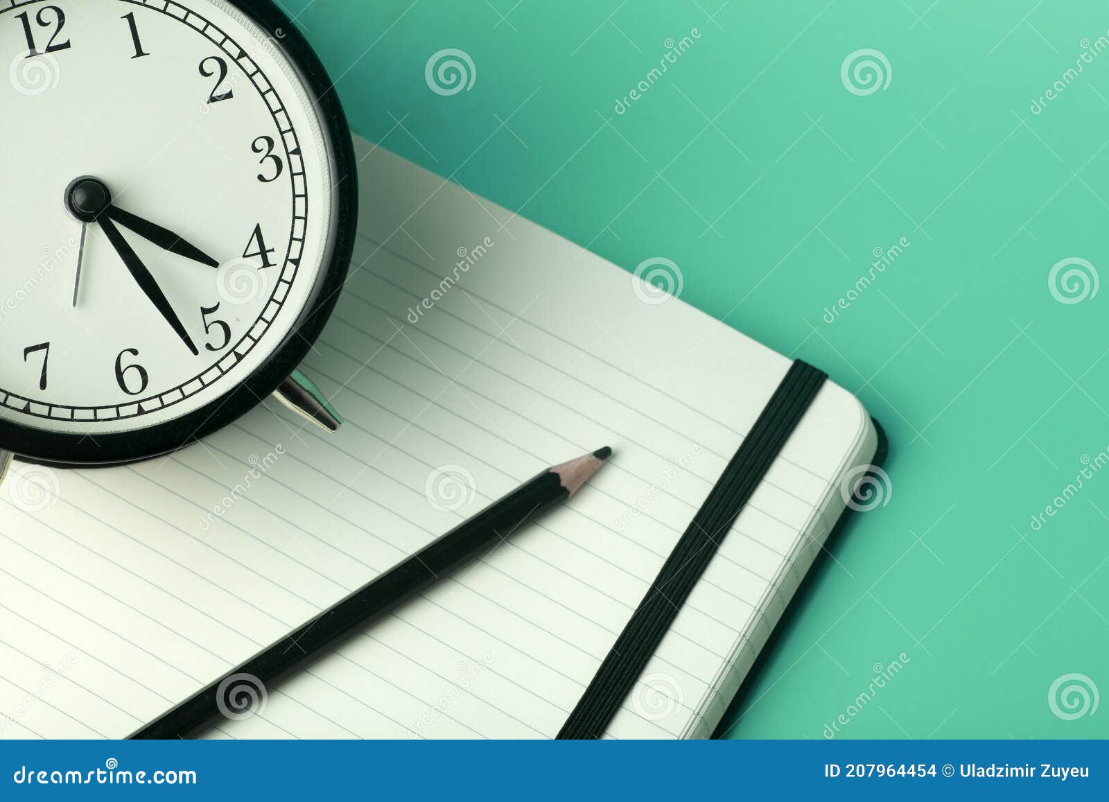 Notepad for Sticky Notes on Desktop with Alarm Clock. Office Desktop ...
