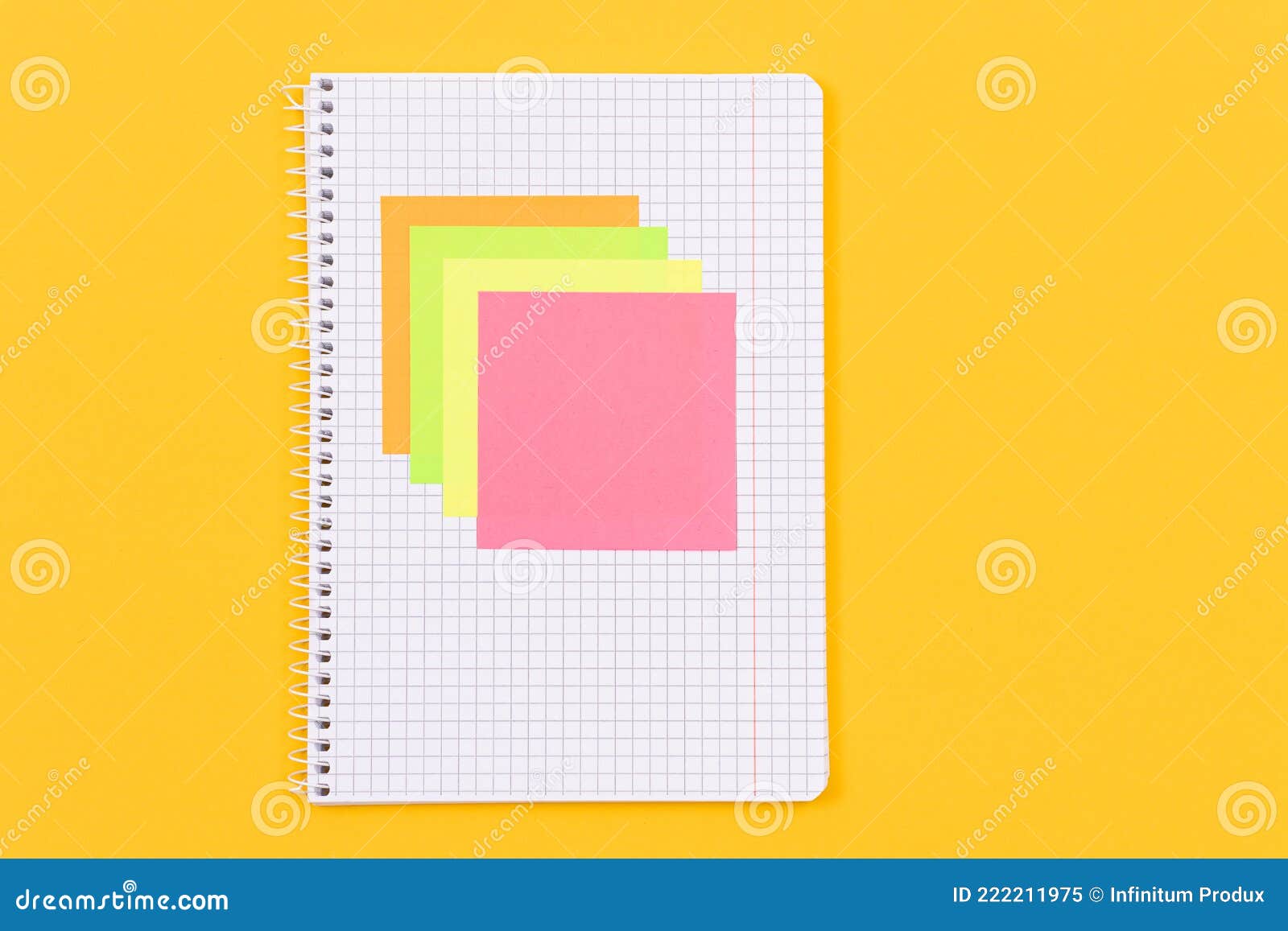 A Notepad with Sticky Notes on Yellow Table Stock Image - Image of ...